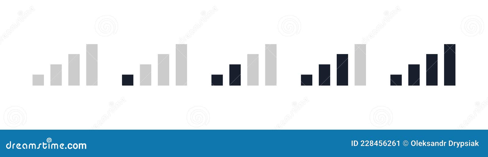 Mobile Signal Bar Black Icon Set. Phone Signal Indicator, Wifi, Network ...
