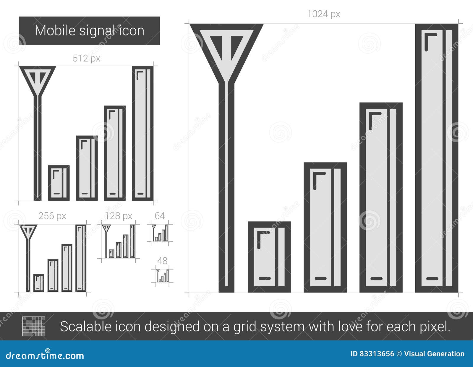 Mobile signal line icon. stock vector. Illustration of background ...