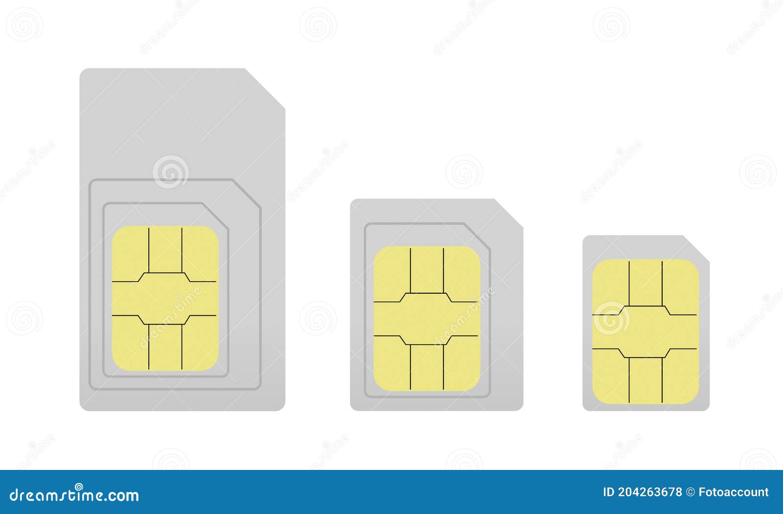 Mobile Sim Cards Different Sizes - Vector Illustrations - Isolated on ...
