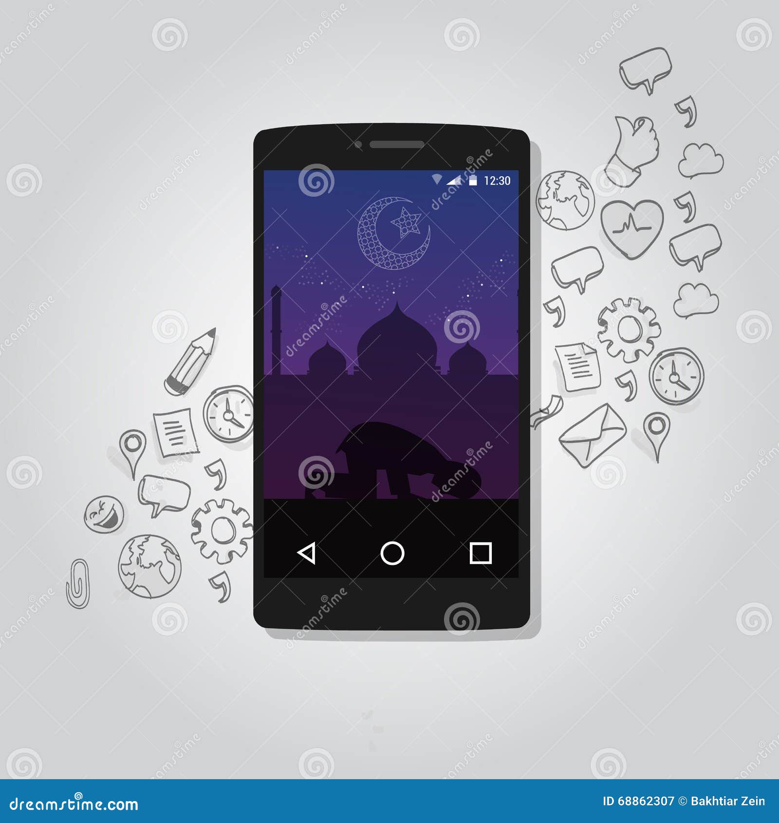 Smart Muslim Boy Looking On Earth Sphere Cartoon Vector | CartoonDealer ...