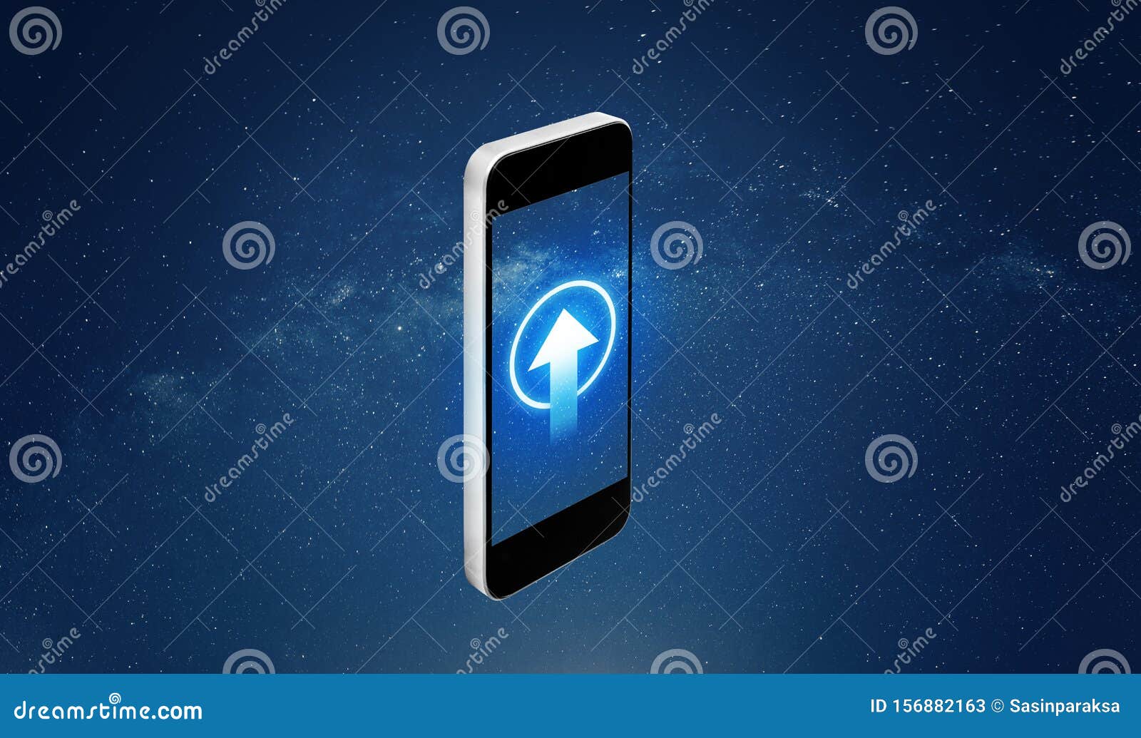 Mobile Smart Phone with Arrow Sign on Screen Stock Image - Image of ...