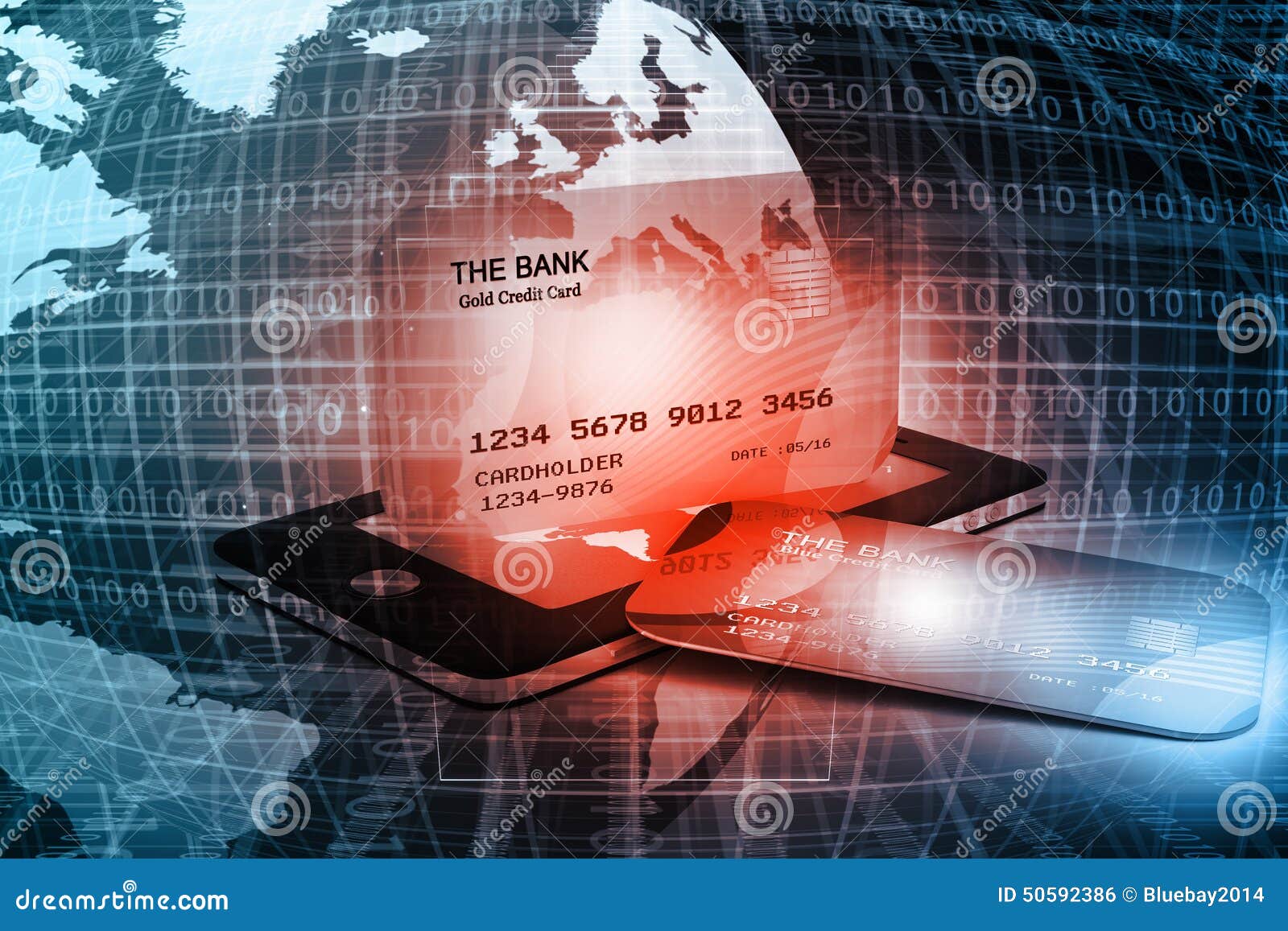 Mobile Smart Phone with Credit Card Stock Illustration - Illustration ...