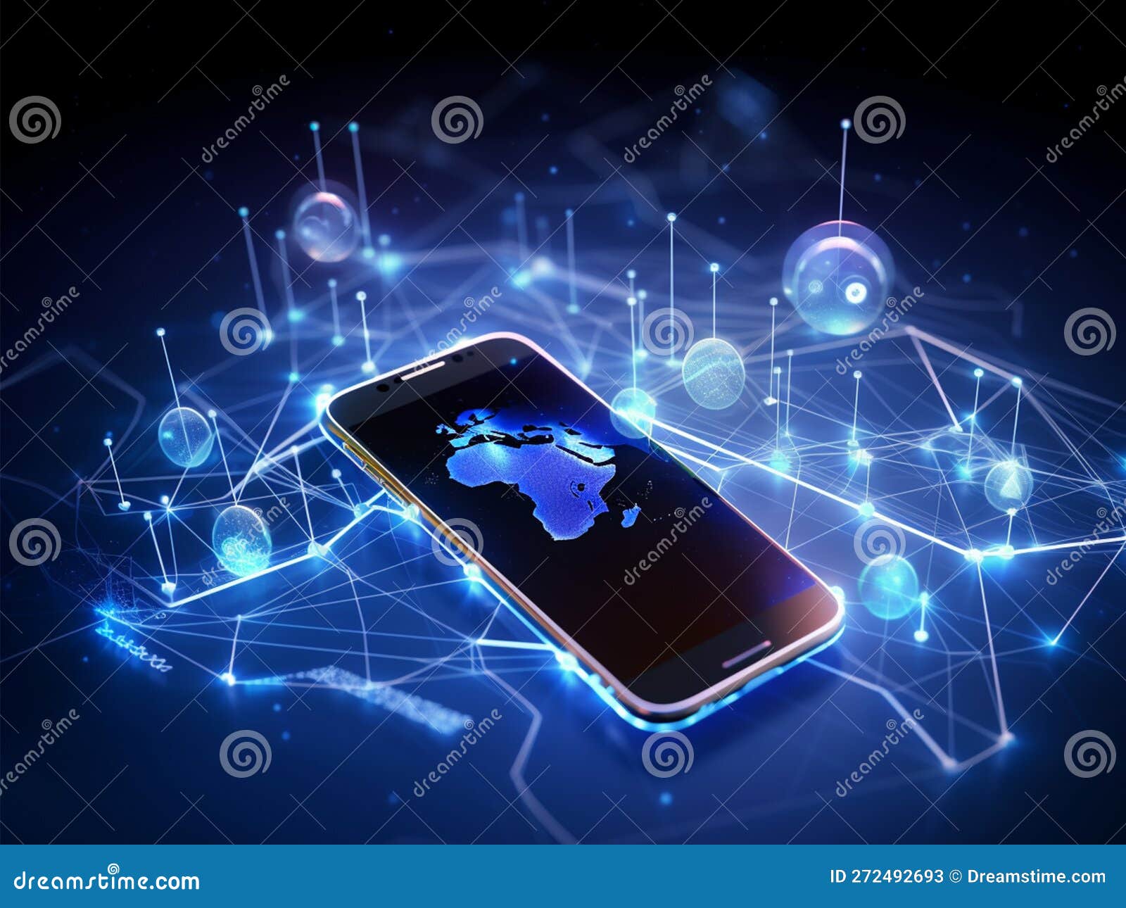 Mobile Smart Phone with Global Network Connection, Future Technology ...