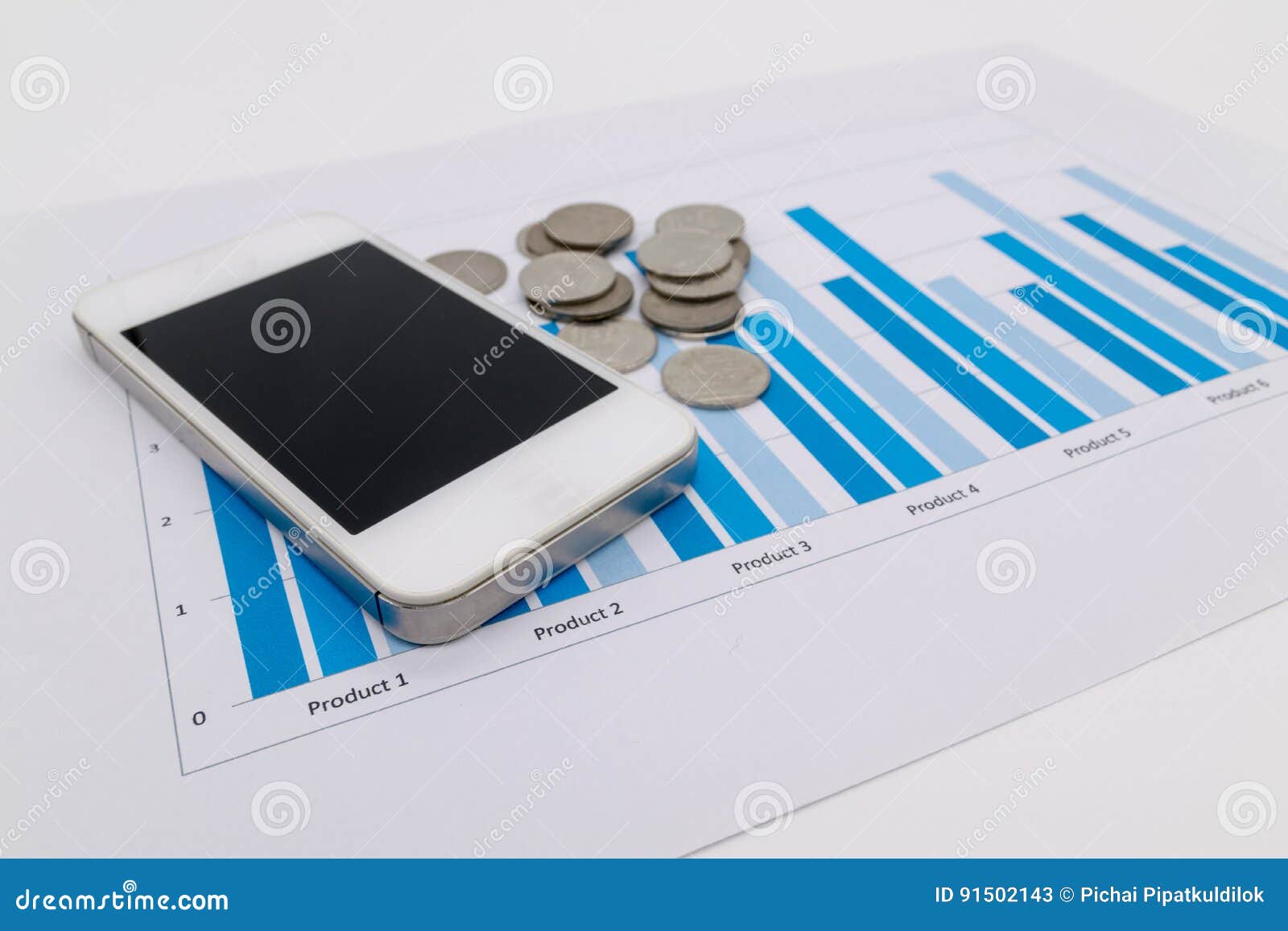 Mobile Smart Phone and Graph Report, Stock Image - Image of economy ...