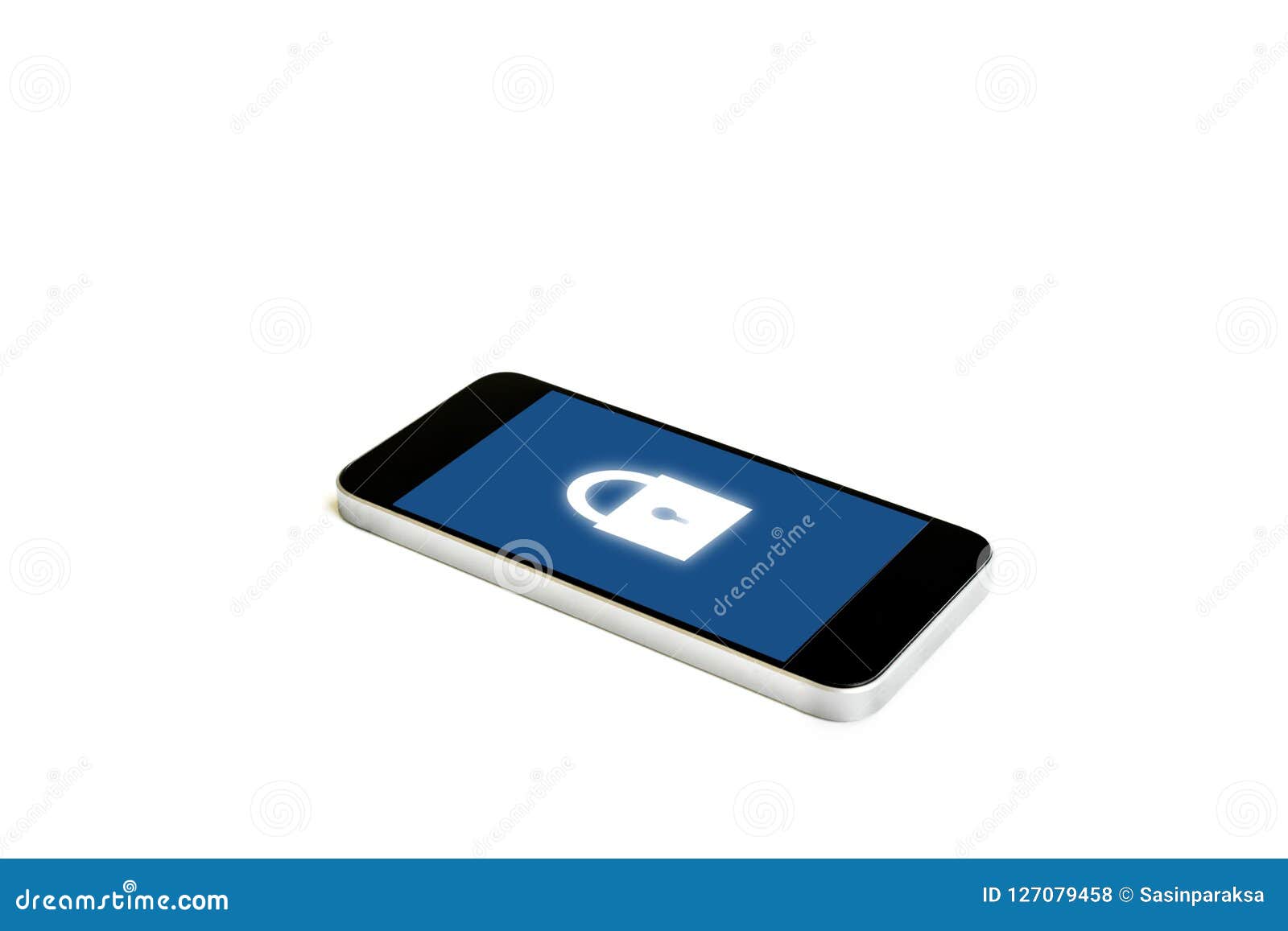 Mobile Smart Phone with Lock Icon on Screen, Isolated on White ...