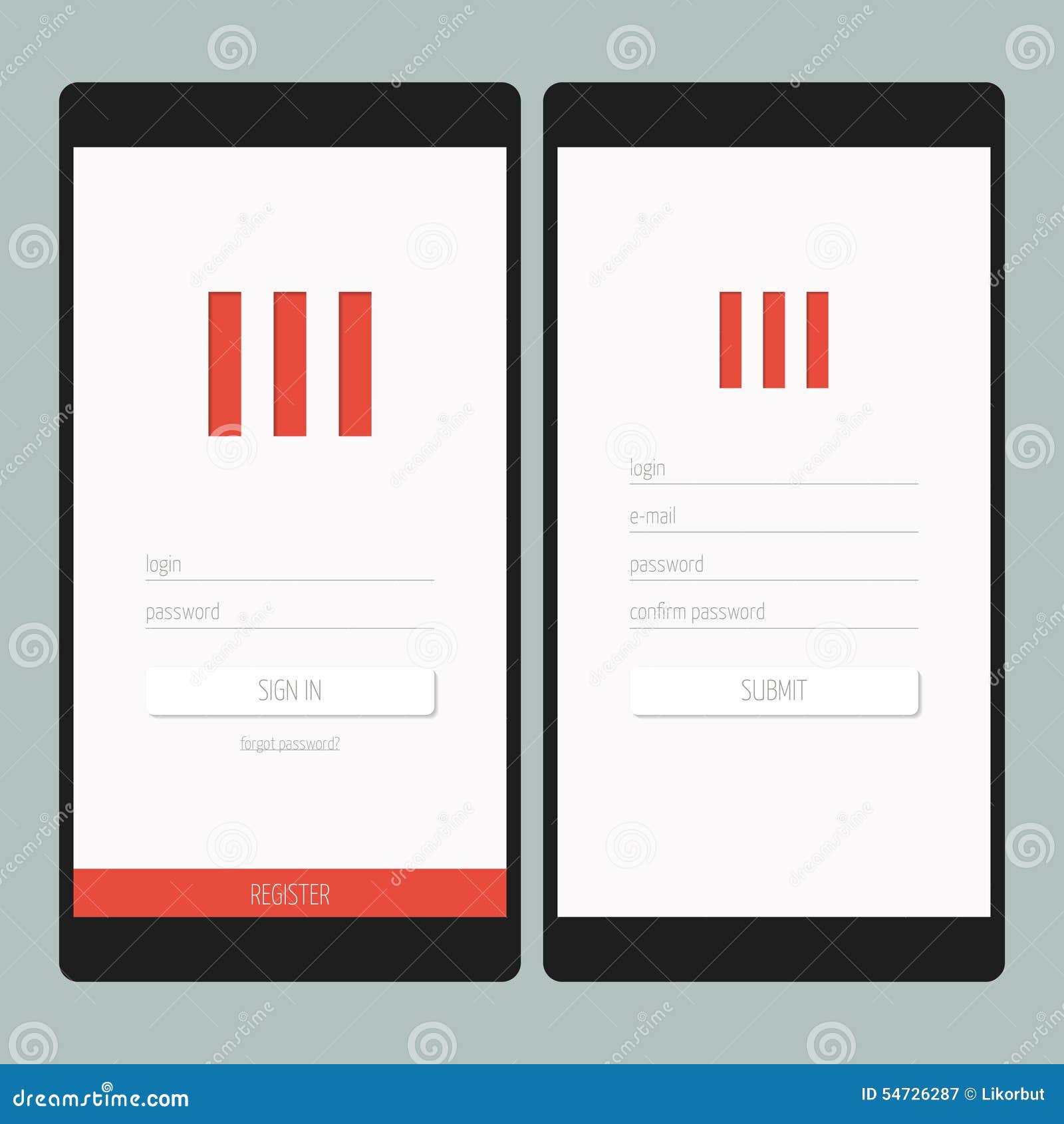 Mobile and Smart Phone Login Interface Form Stock Vector - Illustration ...