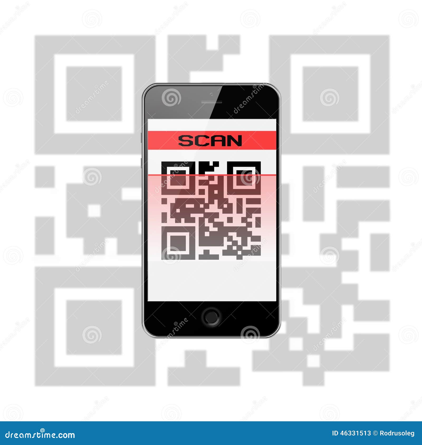 Mobile Smart Phone with QR Code Isolated on White Background. Stock ...