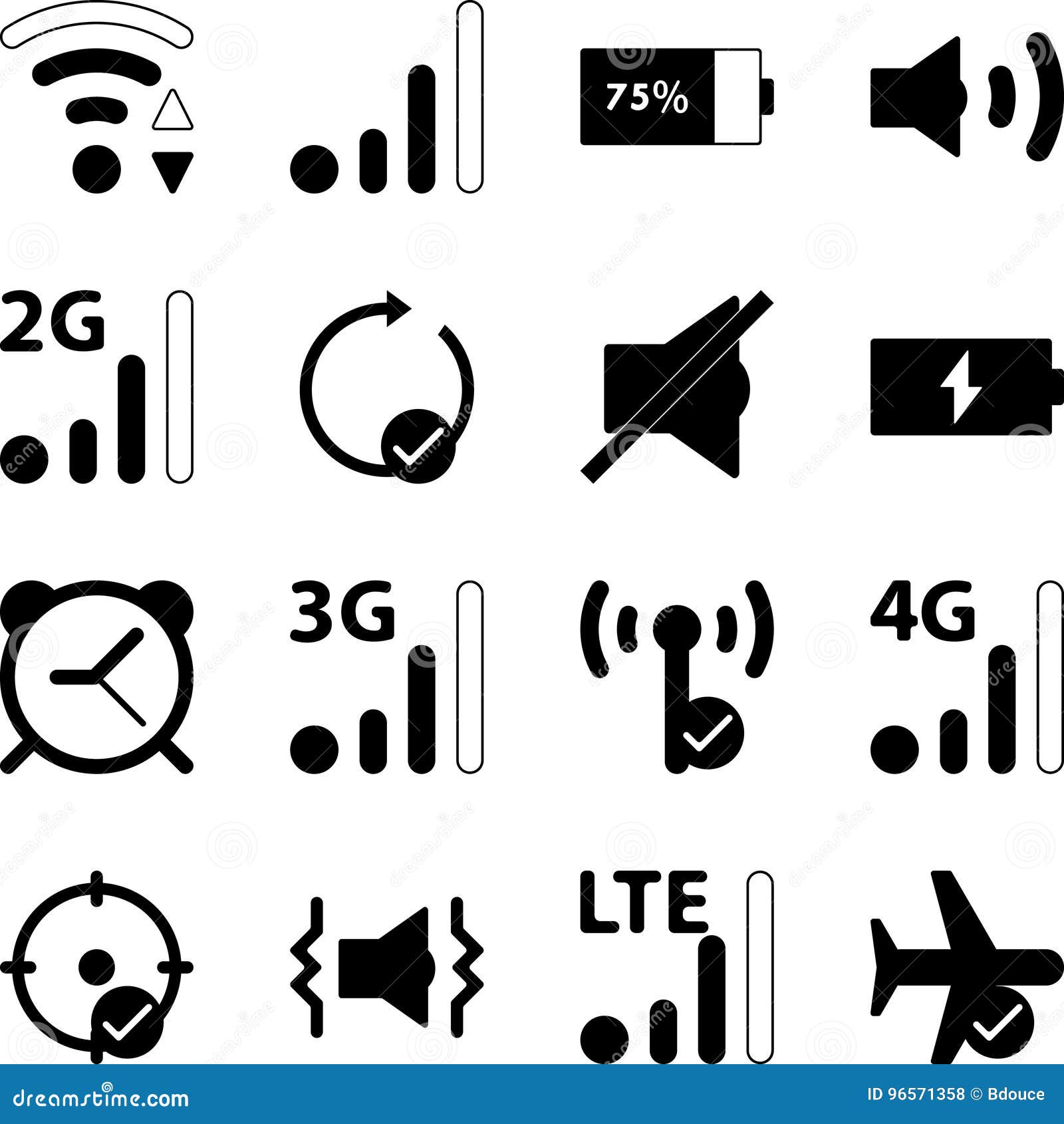 Mobile Smart Phone Settings Vector Icon Collection Stock Vector ...