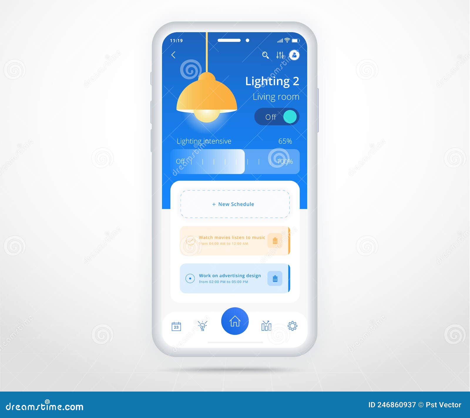 Smartphone Smart Home Controlled App UX UI, IOT Internet Of Things ...