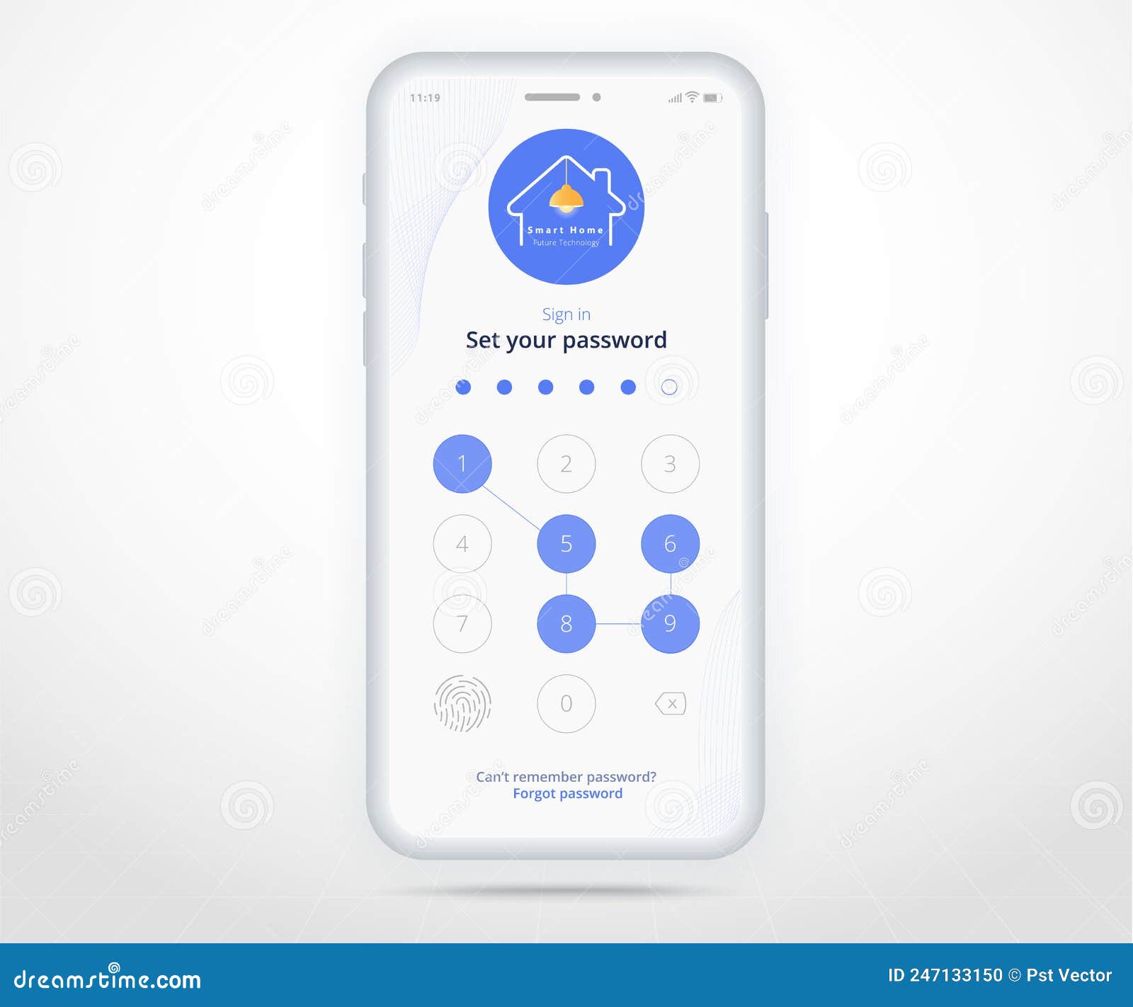 Smartphone Smart Home Login Password Controlled App UX UI, IOT Internet ...