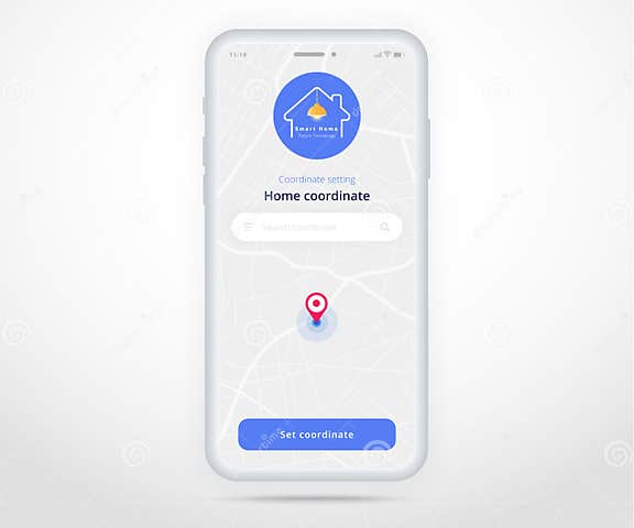 Smartphone Smart Home Map Gps Search Controlled App UX UI, IOT Internet ...