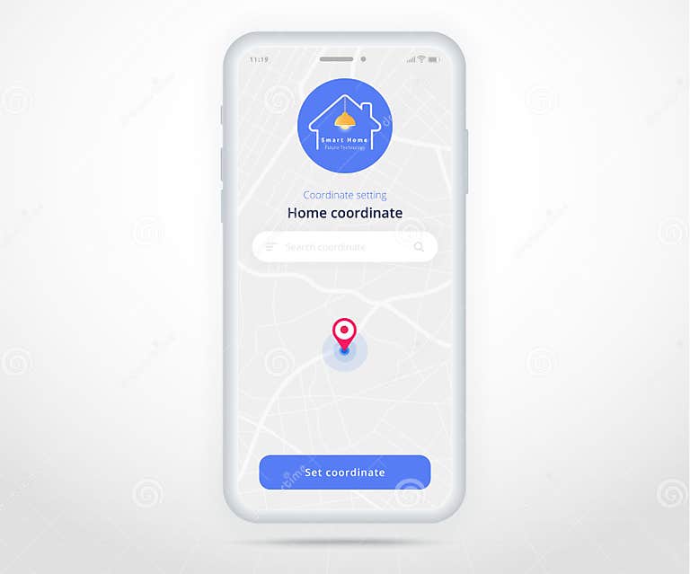 Smartphone Smart Home Map Gps Search Controlled App UX UI, IOT Internet ...