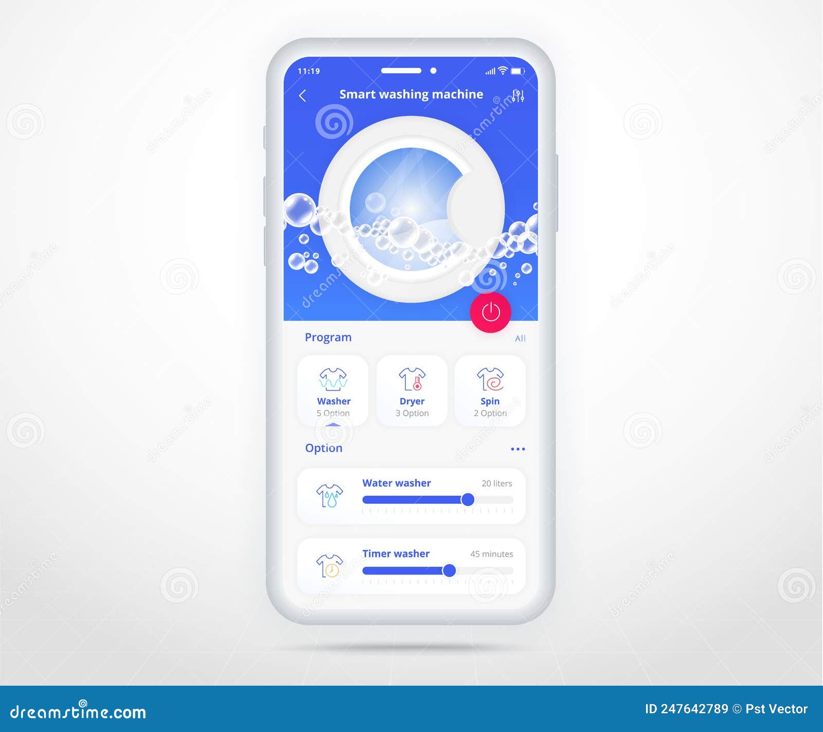 Washing Machine App, Smart Home Wash Controlled UX UI, IOT Internet of ...