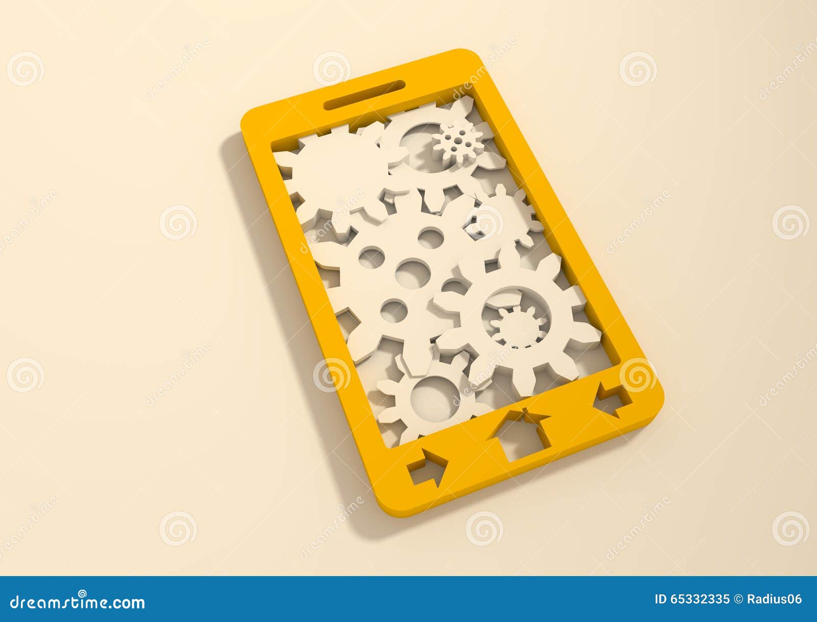 Mobile Smartphone with Cogs Gears Teamwork Icon Stock Illustration ...