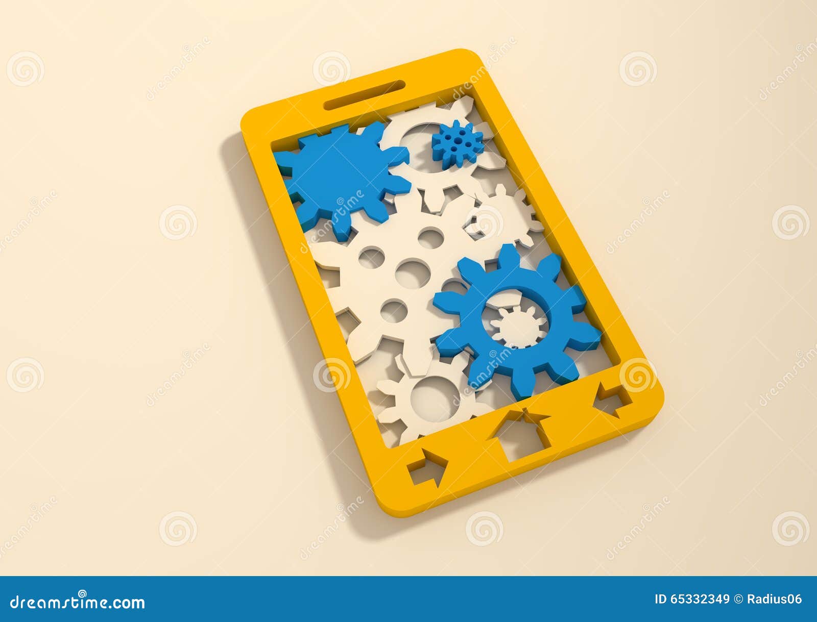 Mobile Smartphone with Cogs Gears Teamwork Icon Stock Illustration ...