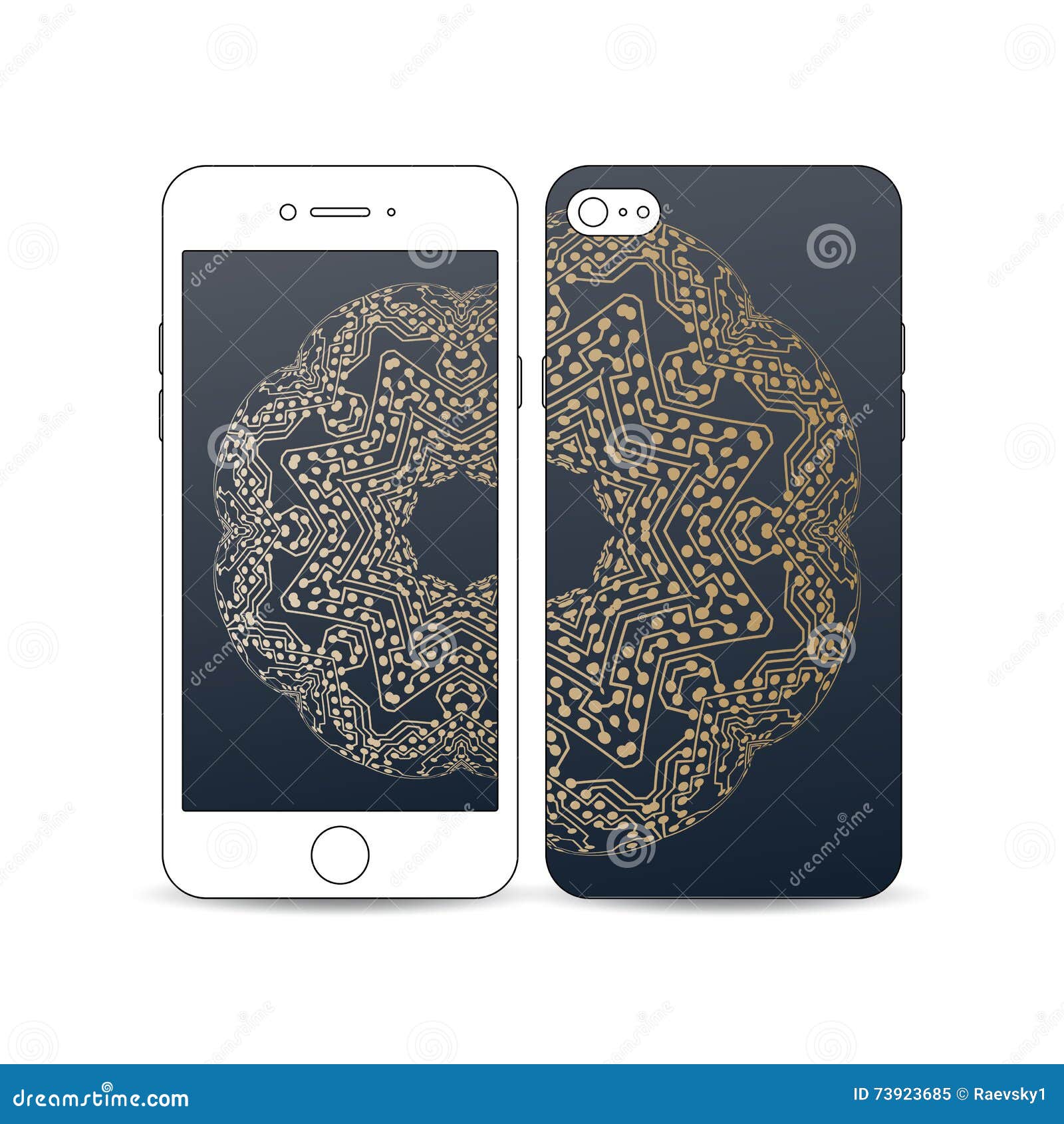 Mobile Smartphone with an Example of the Screen and Cover Design Stock ...