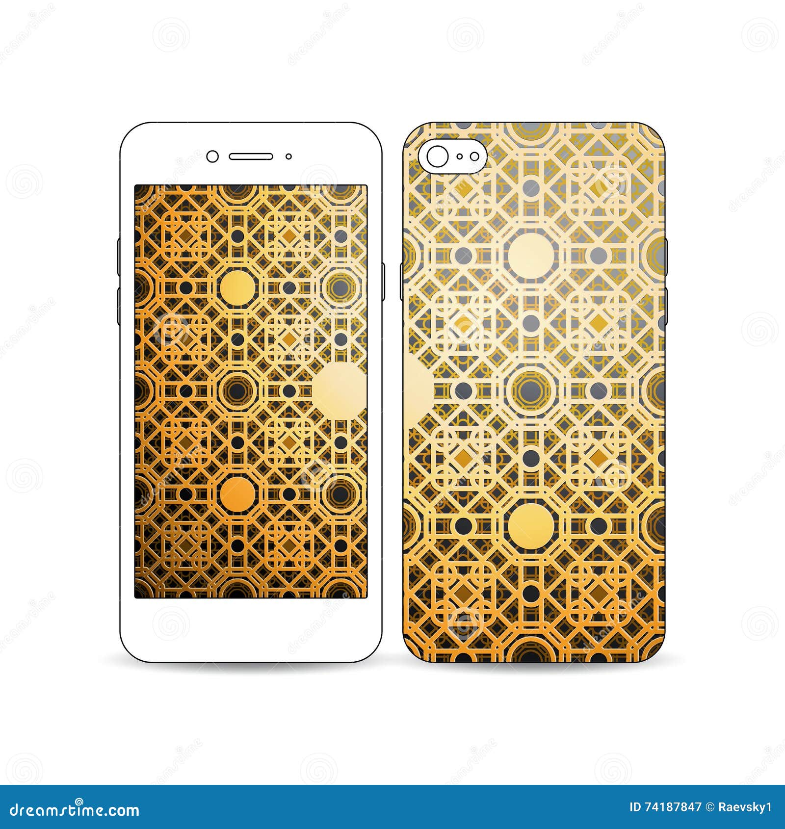 Mobile Smartphone with an Example of the Screen and Cover Design Stock ...