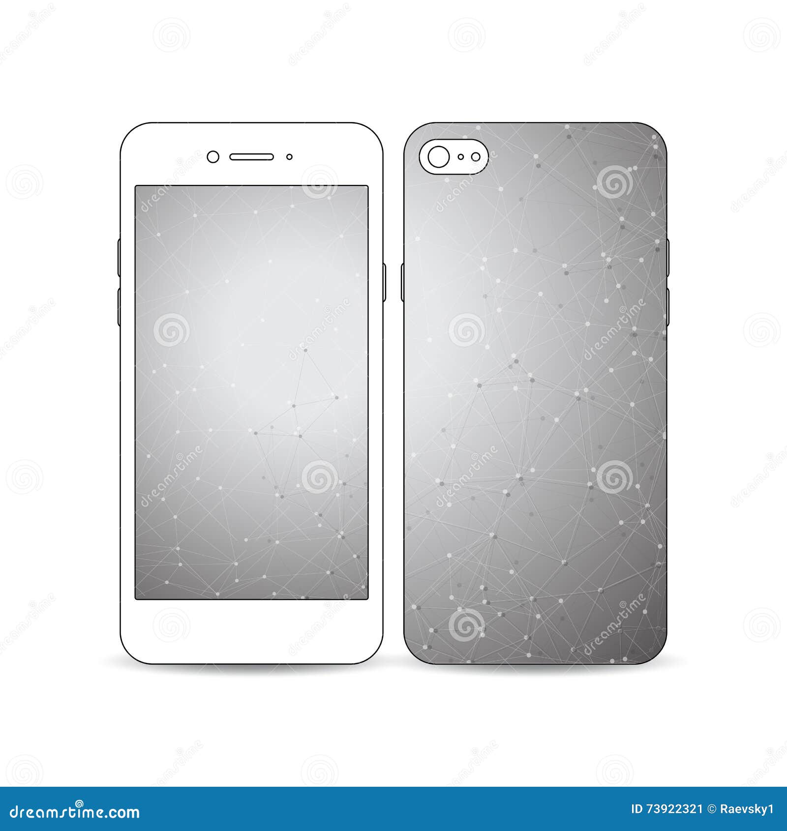 Mobile Smartphone with an Example of the Screen and Cover Design Stock ...