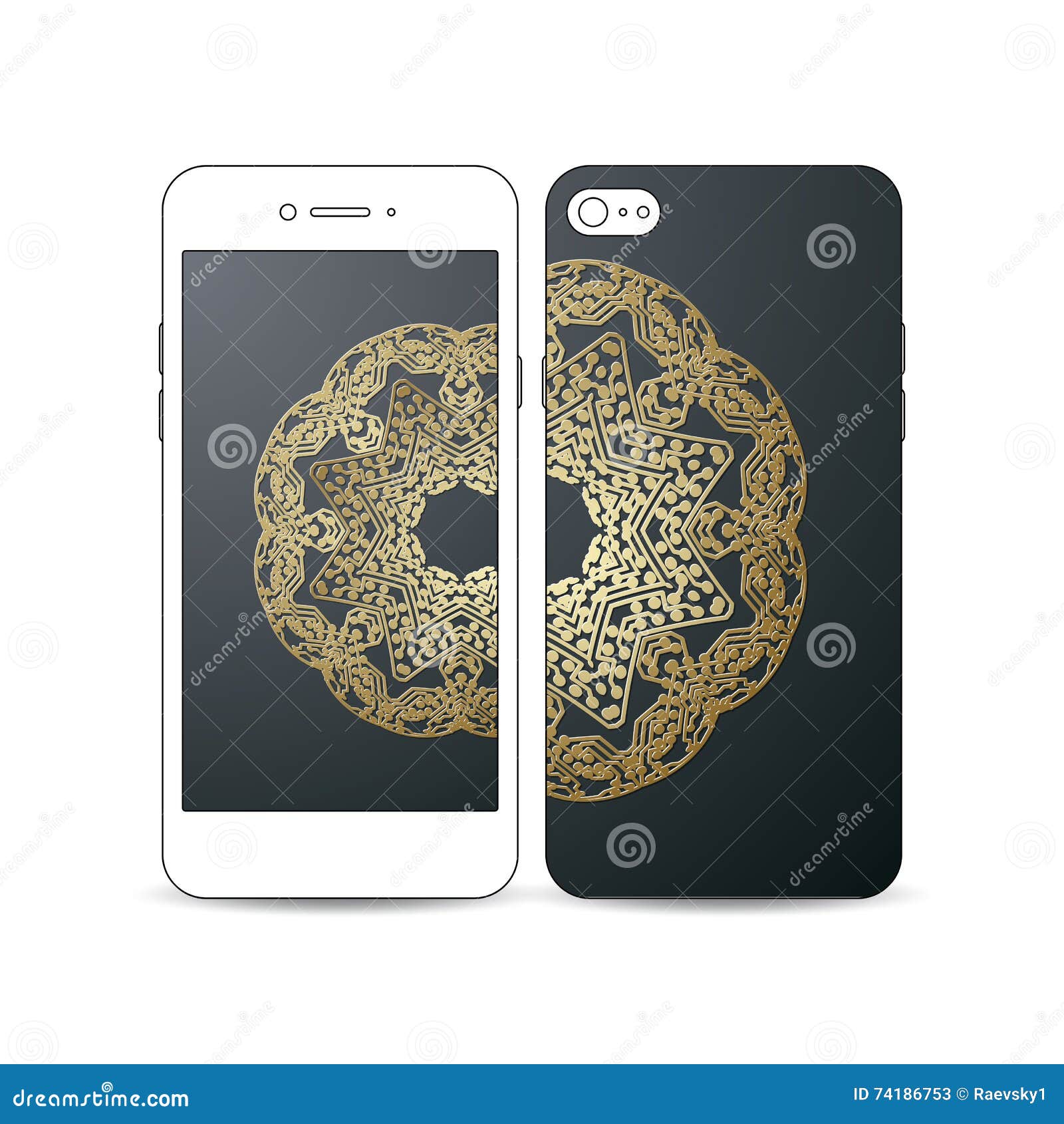 Mobile Smartphone with an Example of the Screen and Cover Design Stock ...