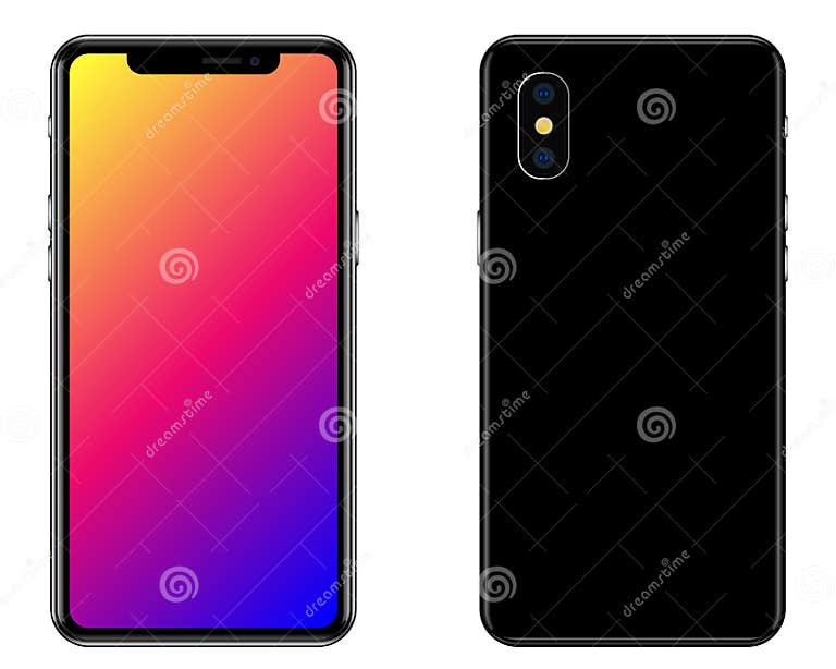 Mobile Smartphone Front and Back on a White Background. Stock Vector ...