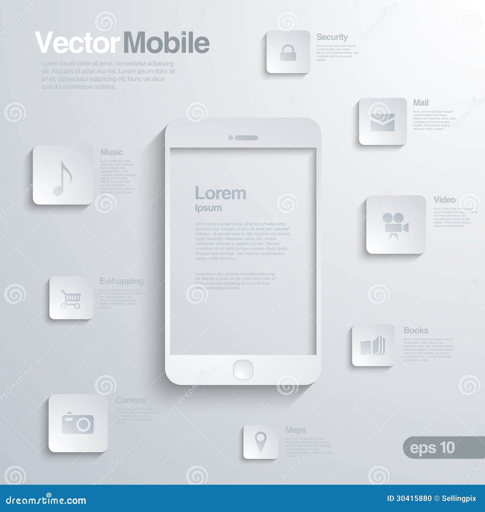 Mobile Smartphone with Icon Interface. Infographic Stock Vector ...