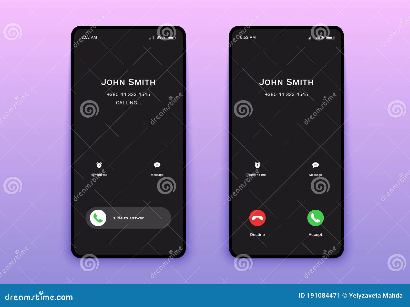 Mobile Smartphone Incoming Call Mockup. Phone Interface Screen Accept ... Mobile Smartphone Incoming Call Mockup. Phone Interface Screen Accept ...