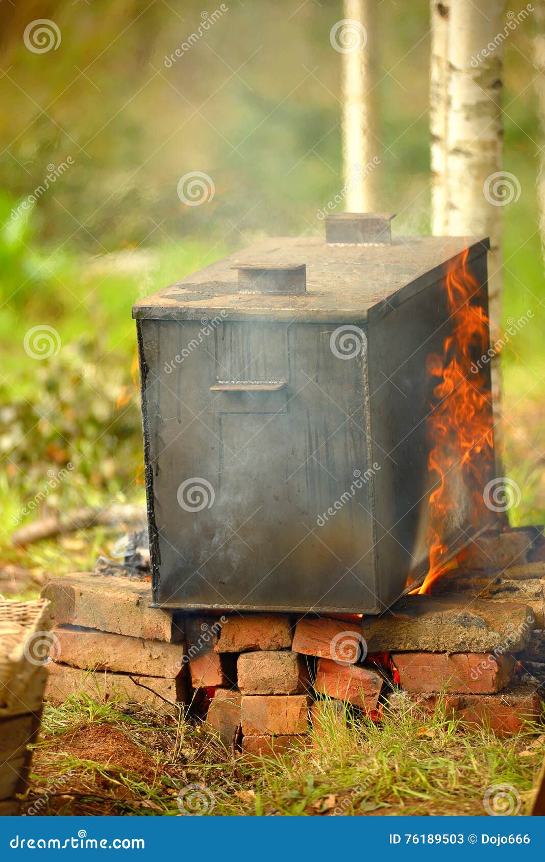 Mobile smoking shed stock image. Image of firewood, black - 76189503