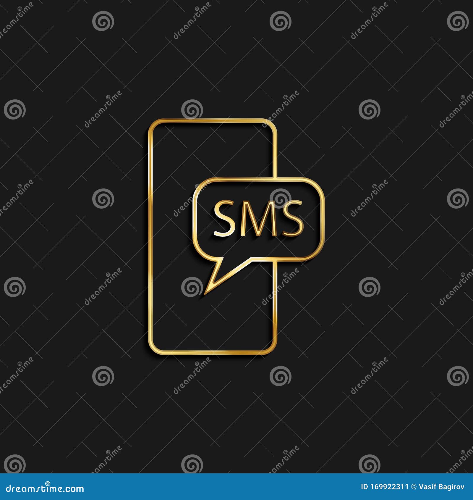 Mobile, SMS Gold Icon. Vector Illustration of Golden Particle ...