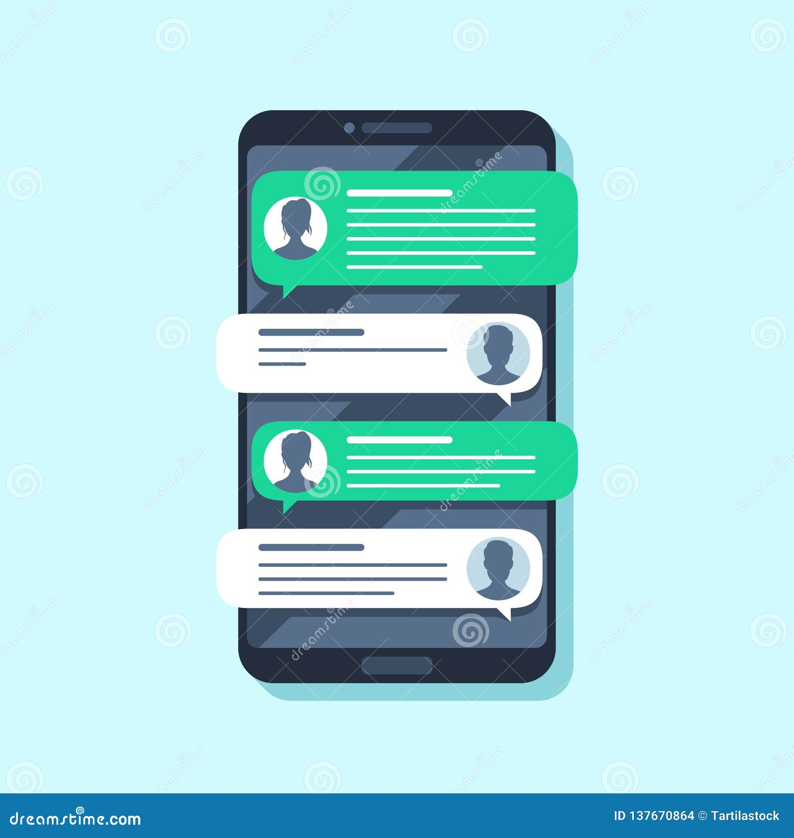 Mobile Sms Notifications. Hand Texting Message on Smartphone, People ...