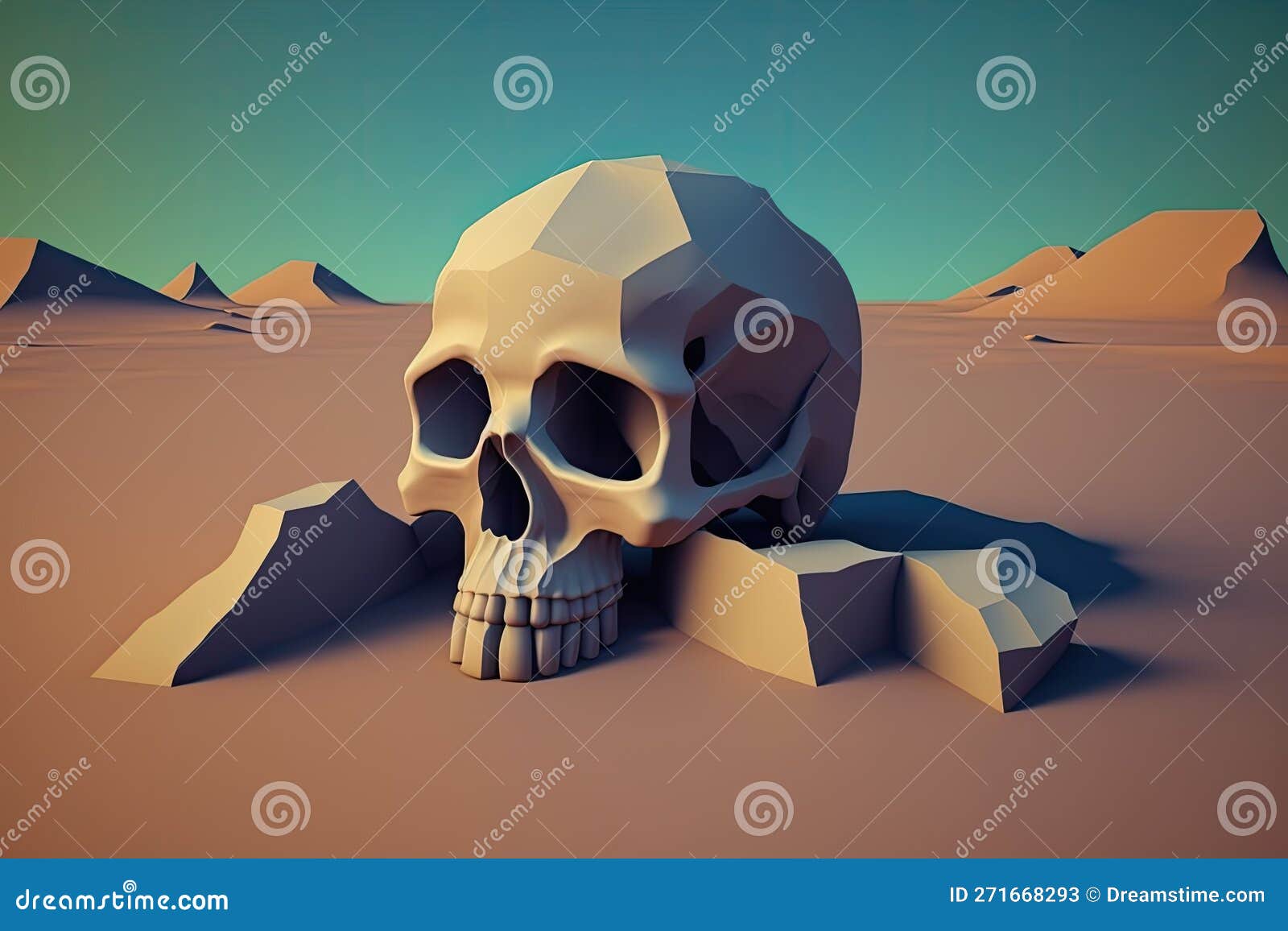 Mobile Snap of a Human Skull in a Desolate Setting Stock Illustration ...