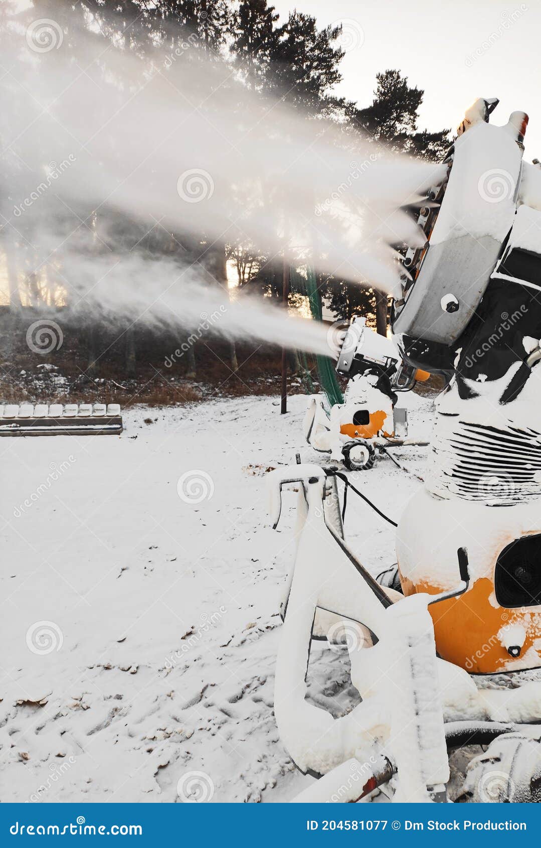 Mobile snow guns stock image. Image of snowcannon, forest - 204581077