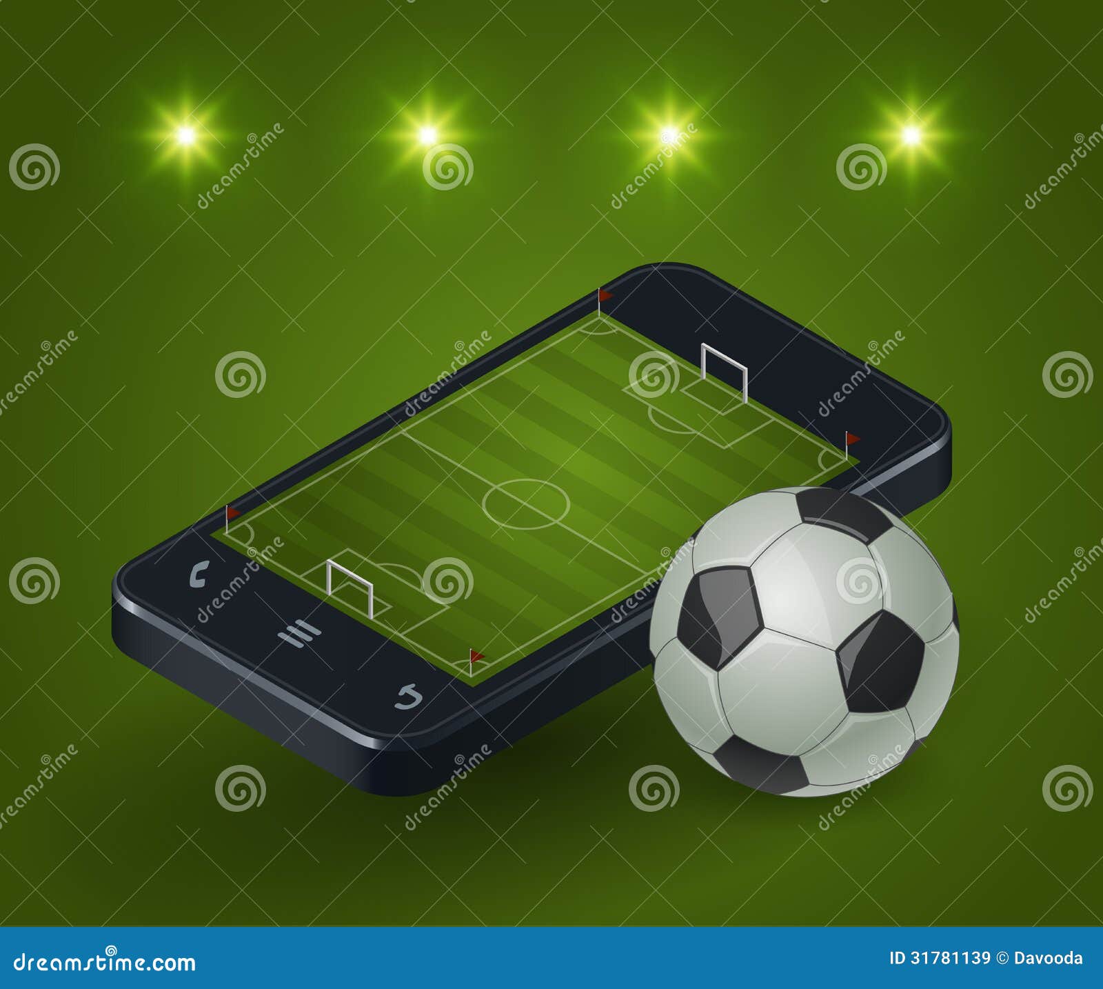 Mobile Soccer Illustration stock vector. Illustration of green - 31781139