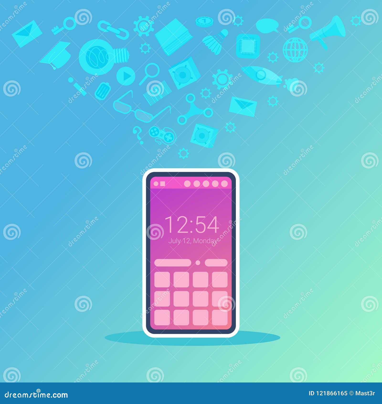 Mobile Social Media Icons Application Interface Screen Concept for ...