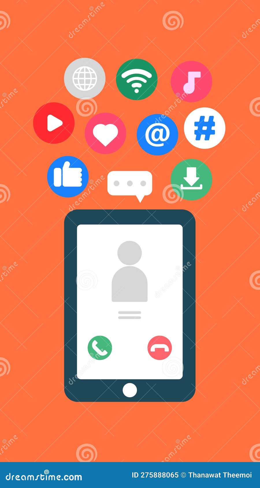 Mobile Social Media. Incoming Call. Social Media. Stock Vector ...