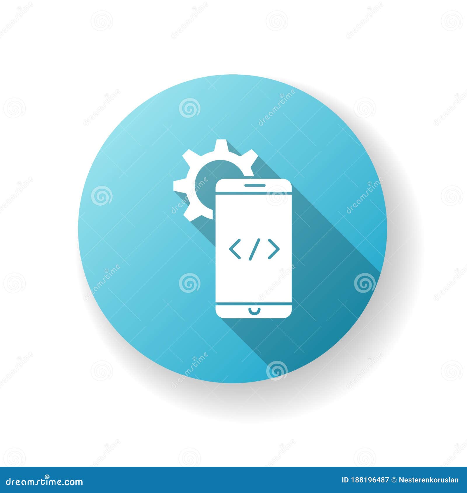 Mobile Software Development Blue Flat Design Long Shadow Glyph Icon ...