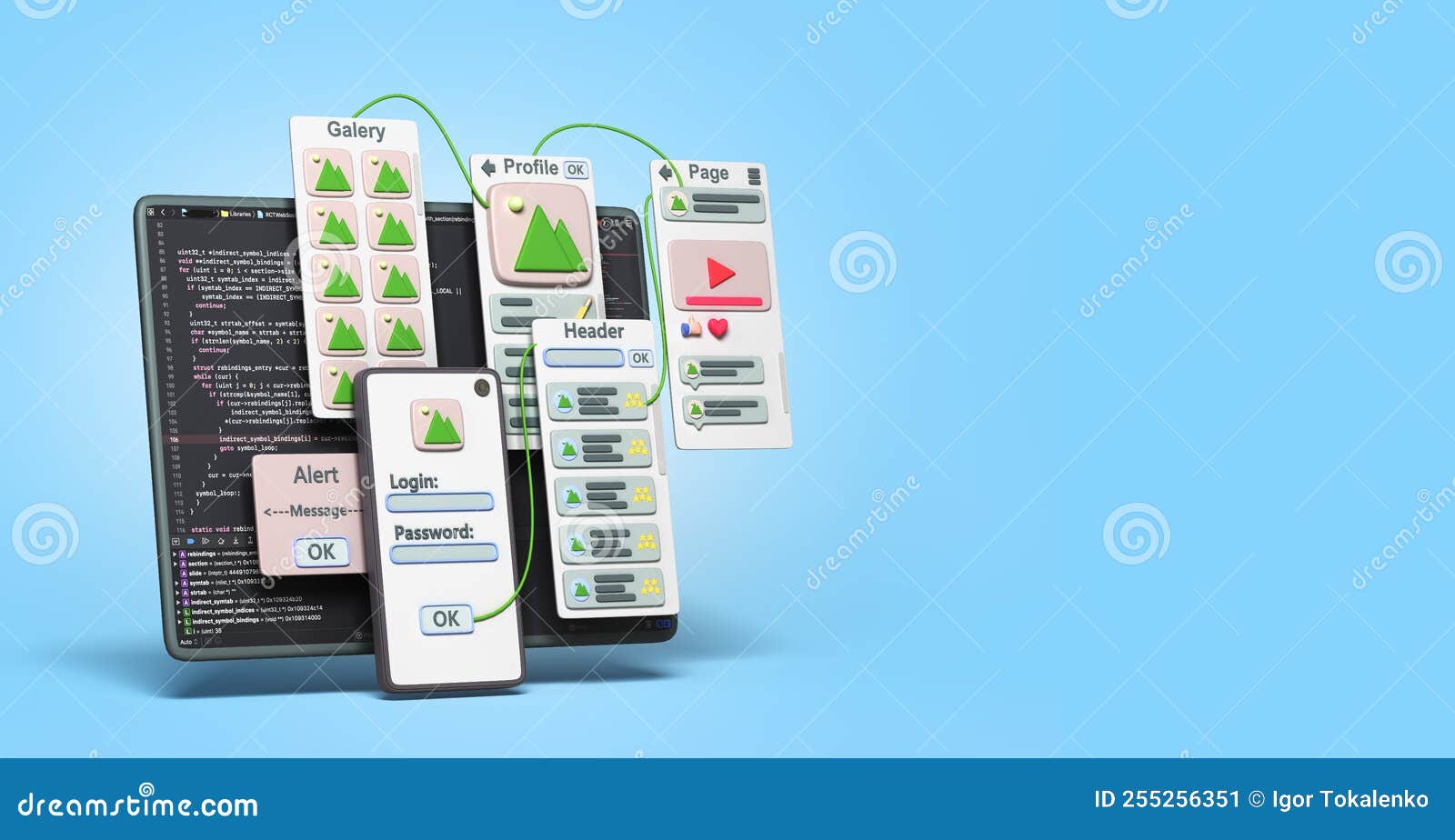 Mobile Software Development Concept Smartphone with Ui Elements Around ...