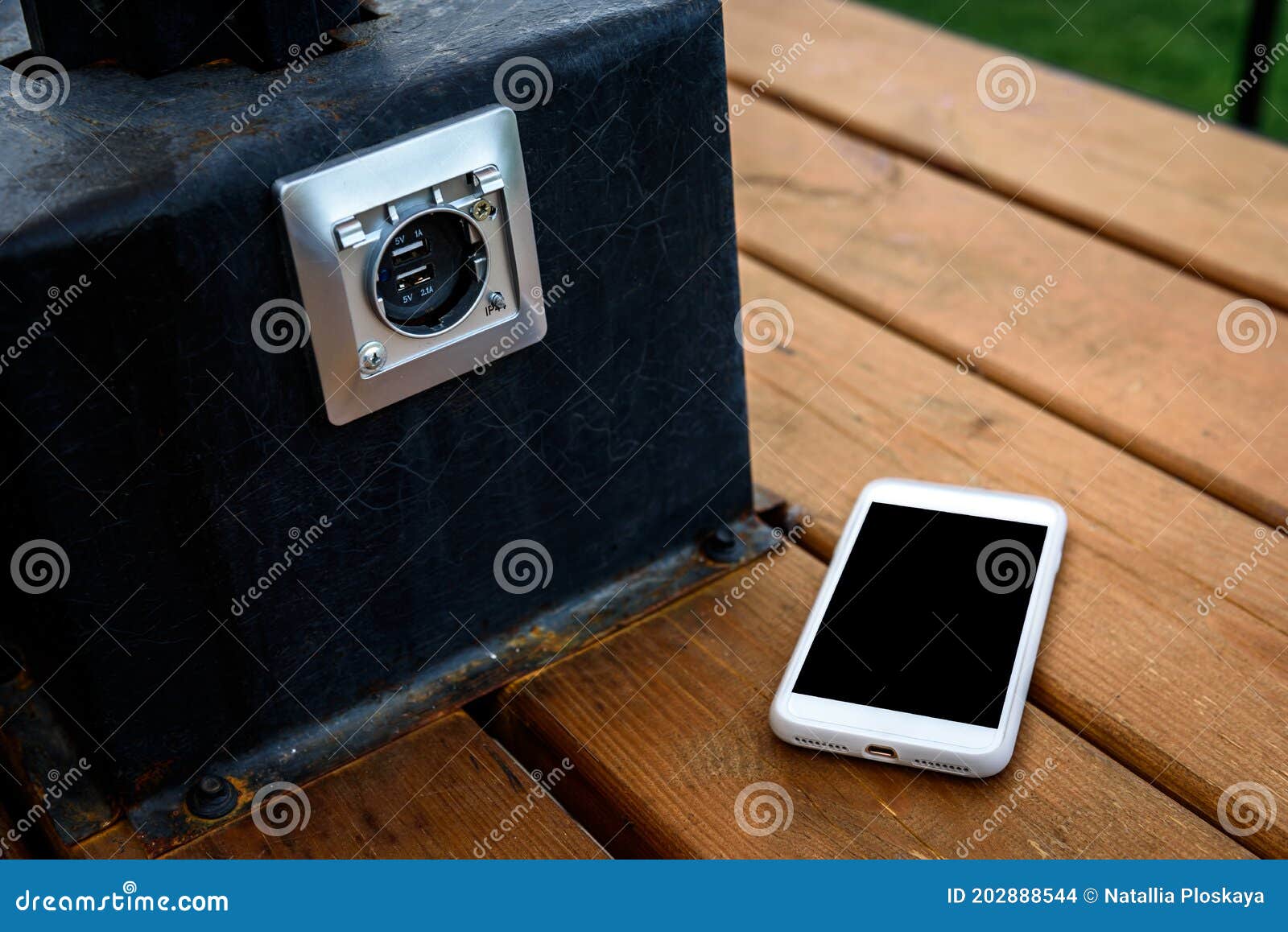 Mobile Solar Panel in Public Park for Battery Charging of Cell Phones ...