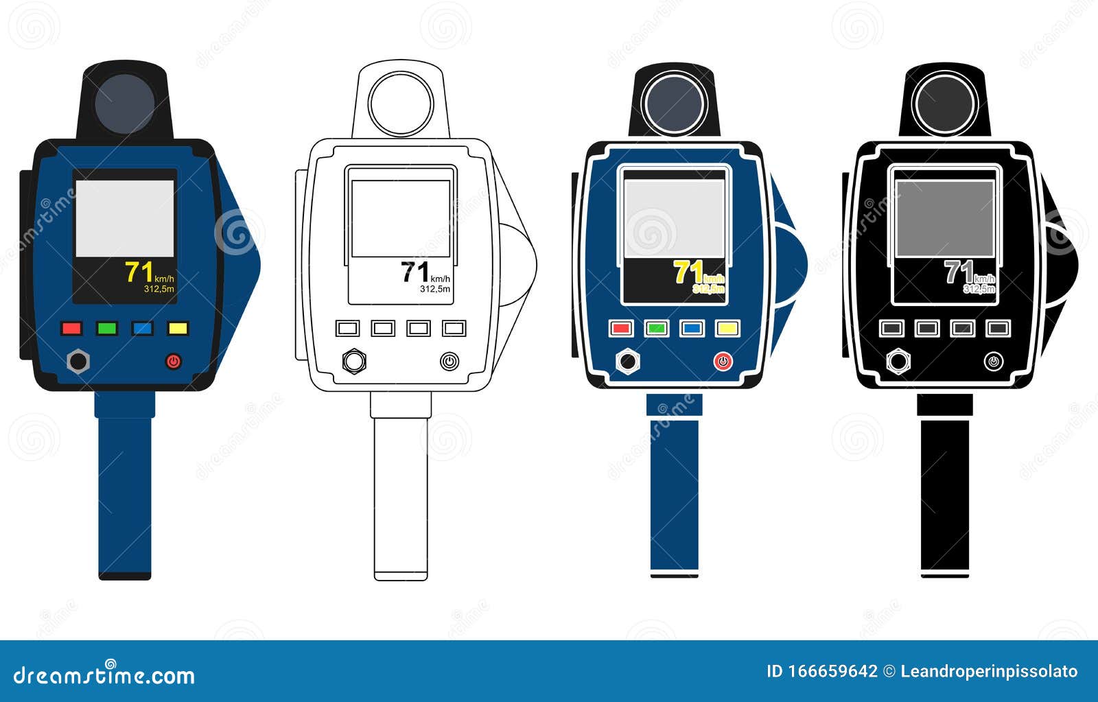 Mobile Speed Camera Colored and Outline Stock Vector - Illustration of ...