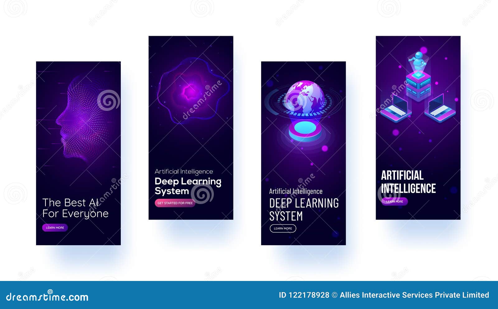 Mobile Splash Screen Mockups for Artificial Intelligence AI Co Stock ...