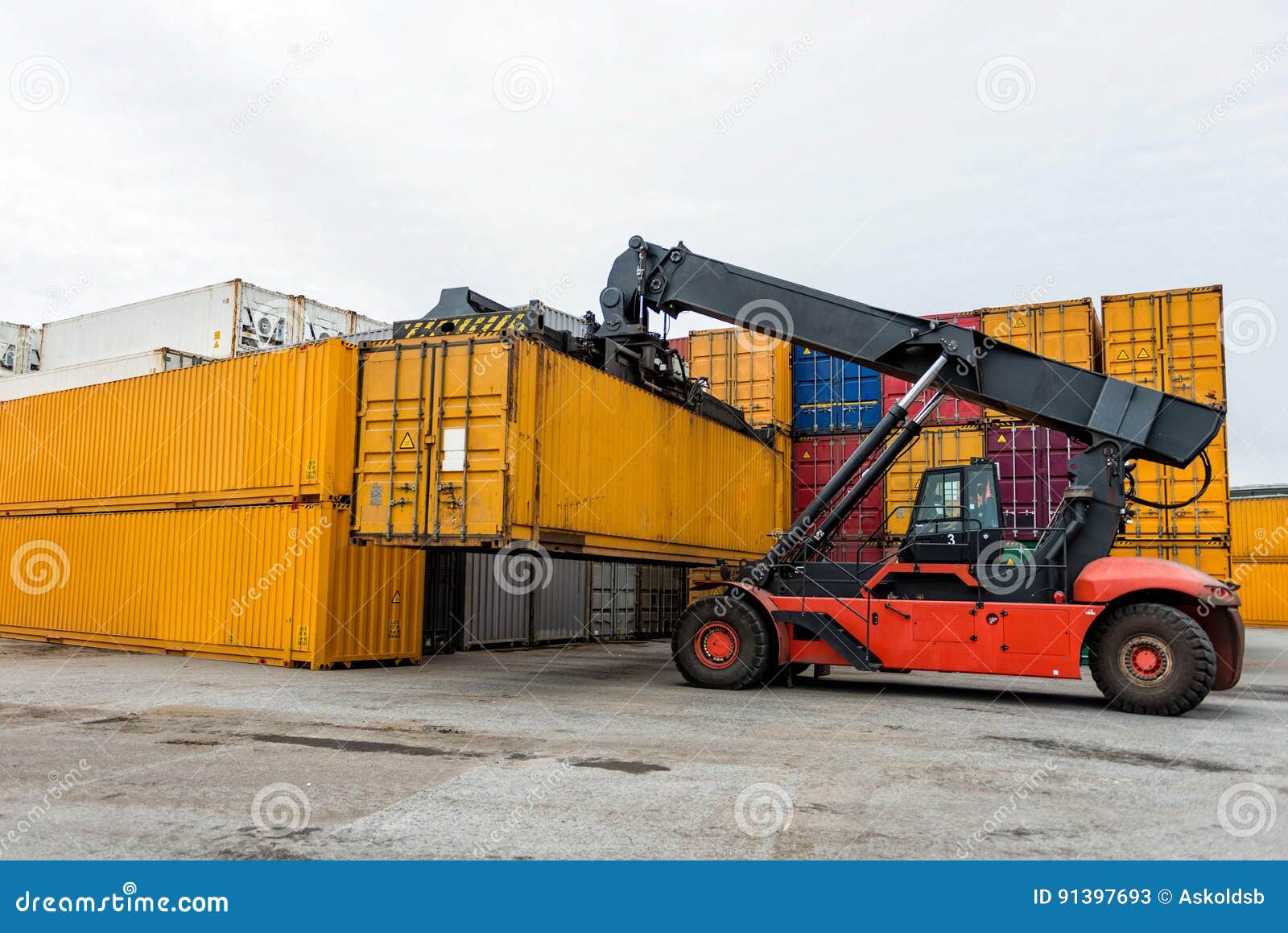 Mobile stacker handler. stock image. Image of loading - 91397693