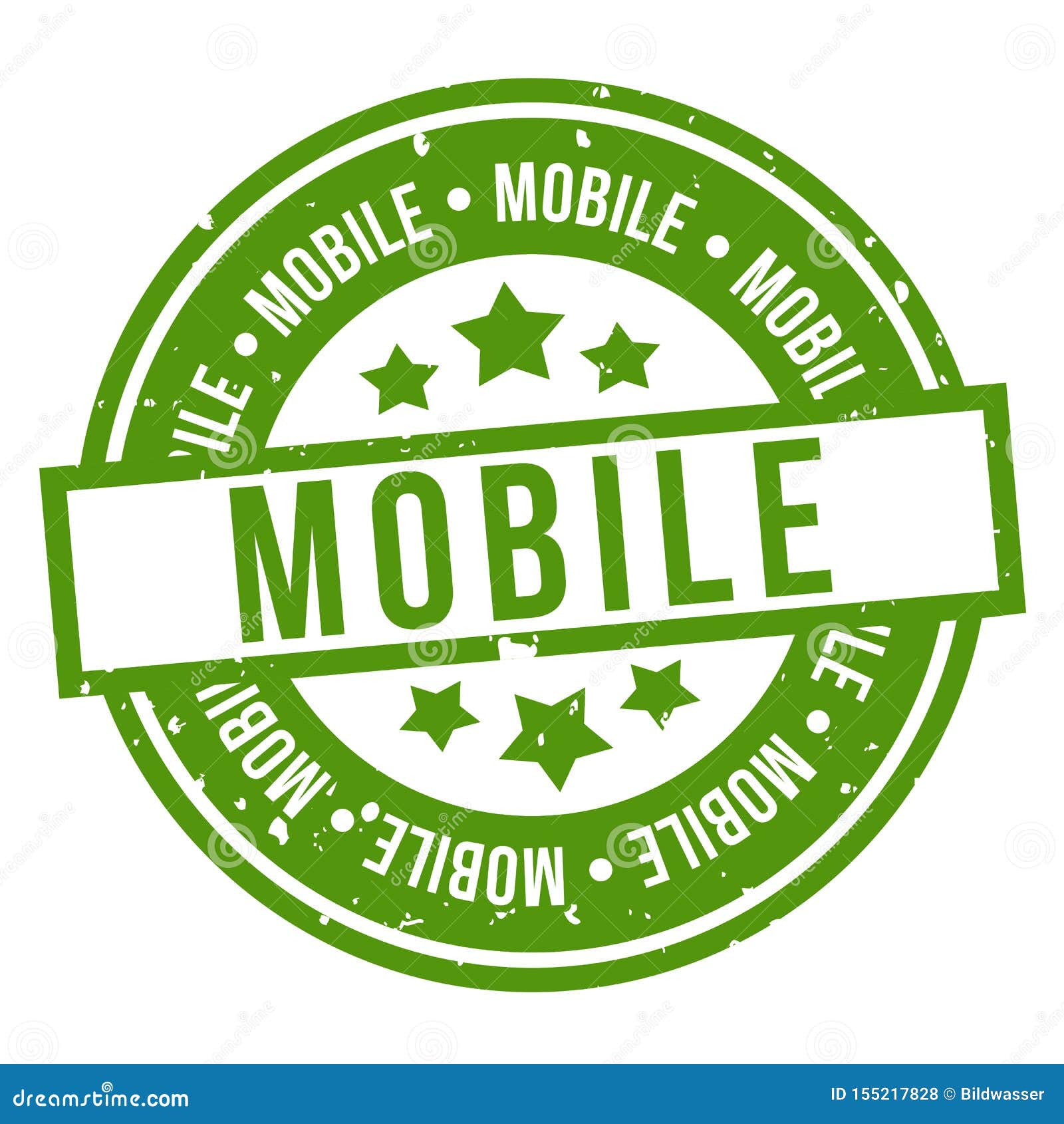 Mobile Stamp. Green Badge stock vector. Illustration of marketing ...
