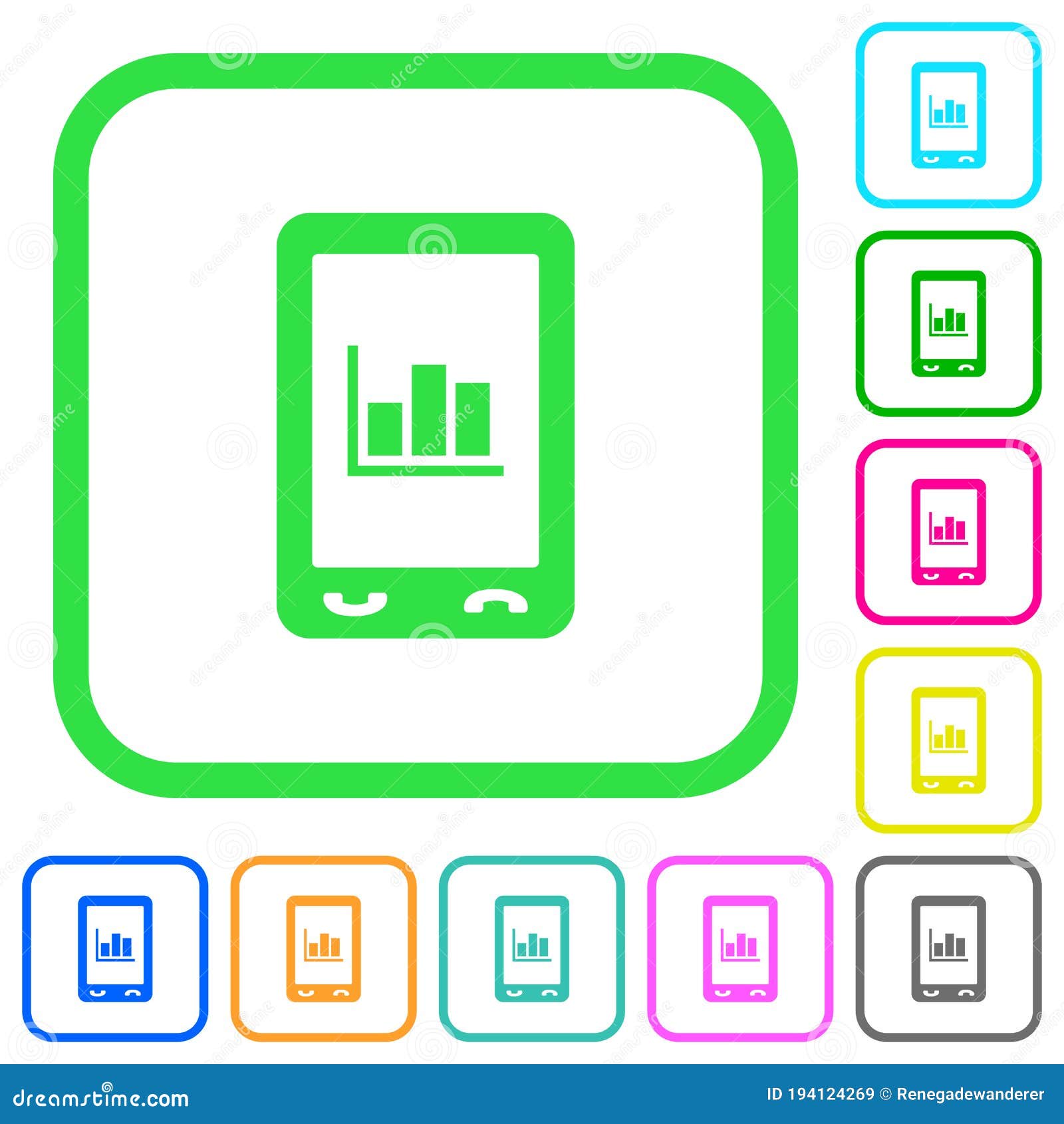 Mobile Statistics Vivid Colored Flat Icons Stock Vector - Illustration ...