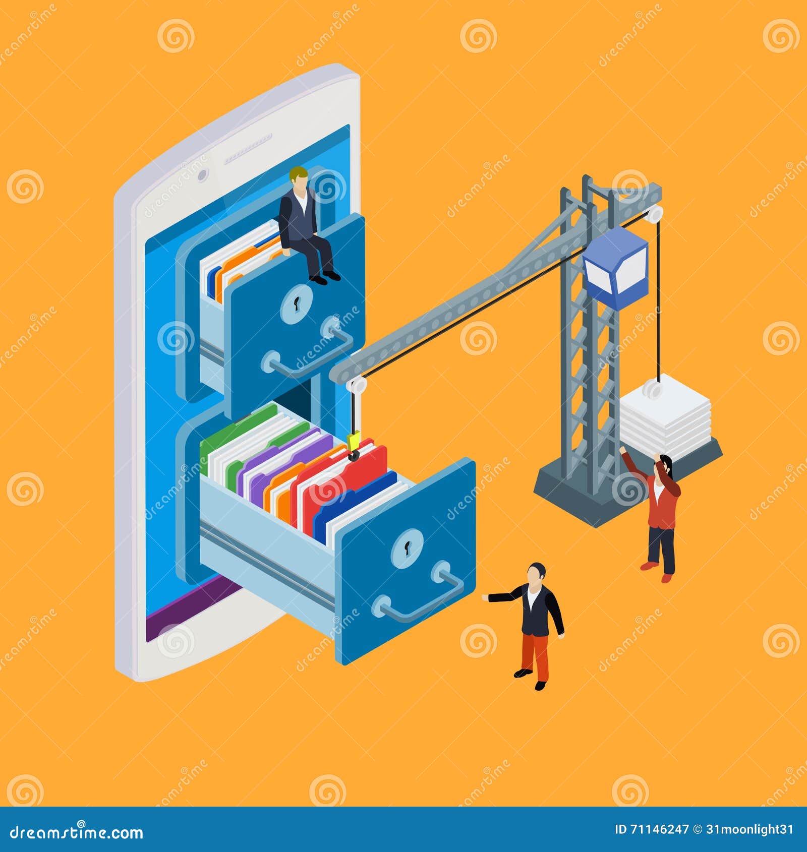 Mobile Storage Flat 3d Isometric Business Technology Server Stock Vector - Illustration of flat ...