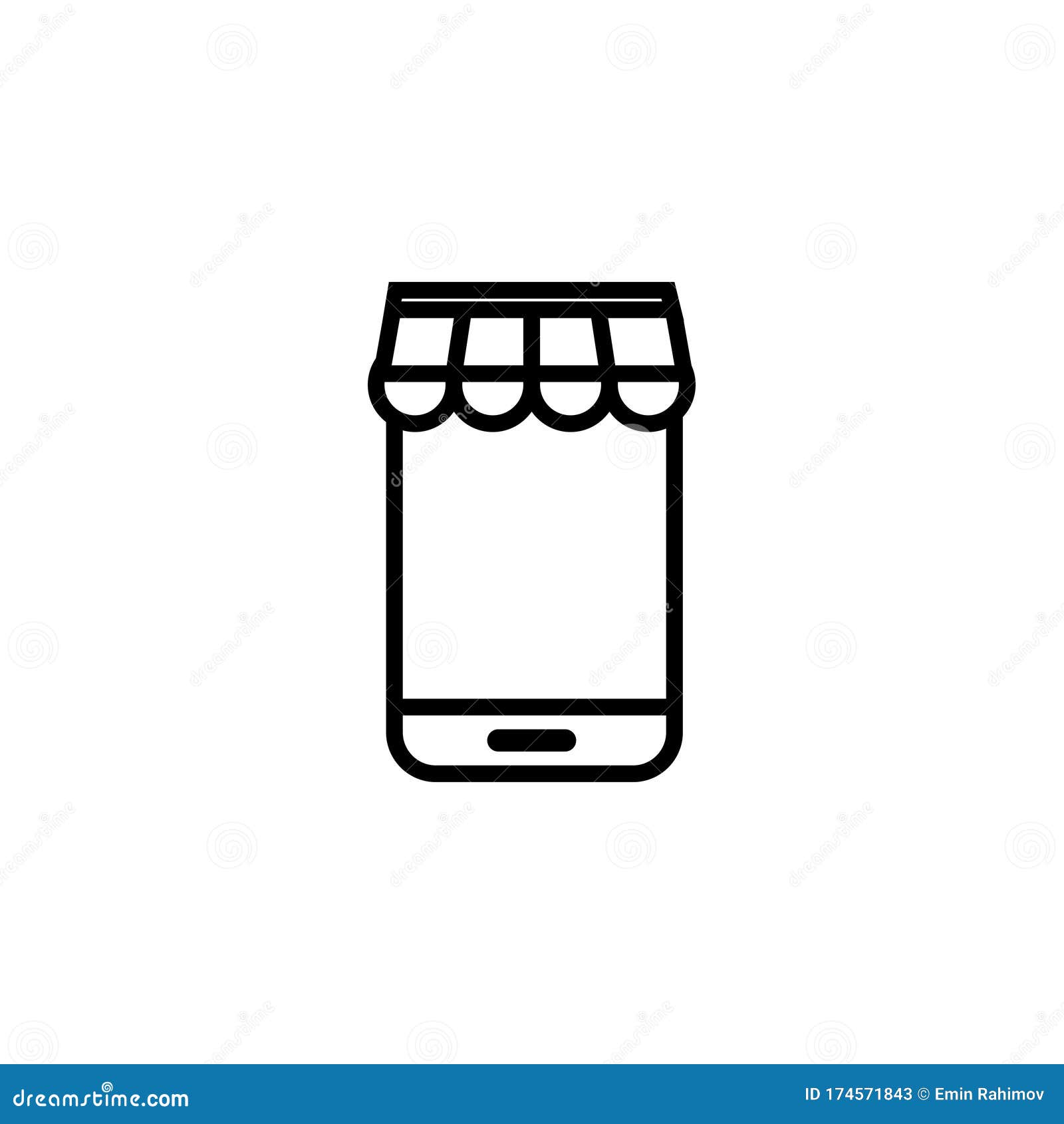 Mobile Store Sign. Thin Lines Eps Ten Stock Illustration - Illustration ...