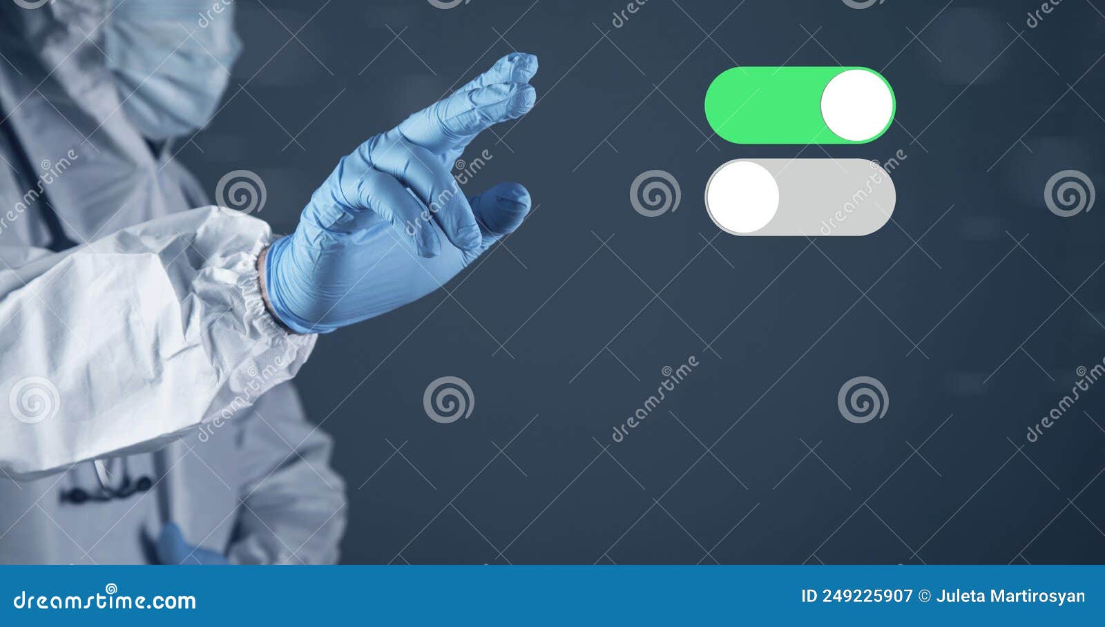 Mobile Switch Gray and Green. the Doctor Clicks on the Screen Stock ...