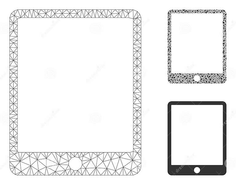 Mobile Tablet Vector Mesh Wire Frame Model and Triangle Mosaic Icon ...