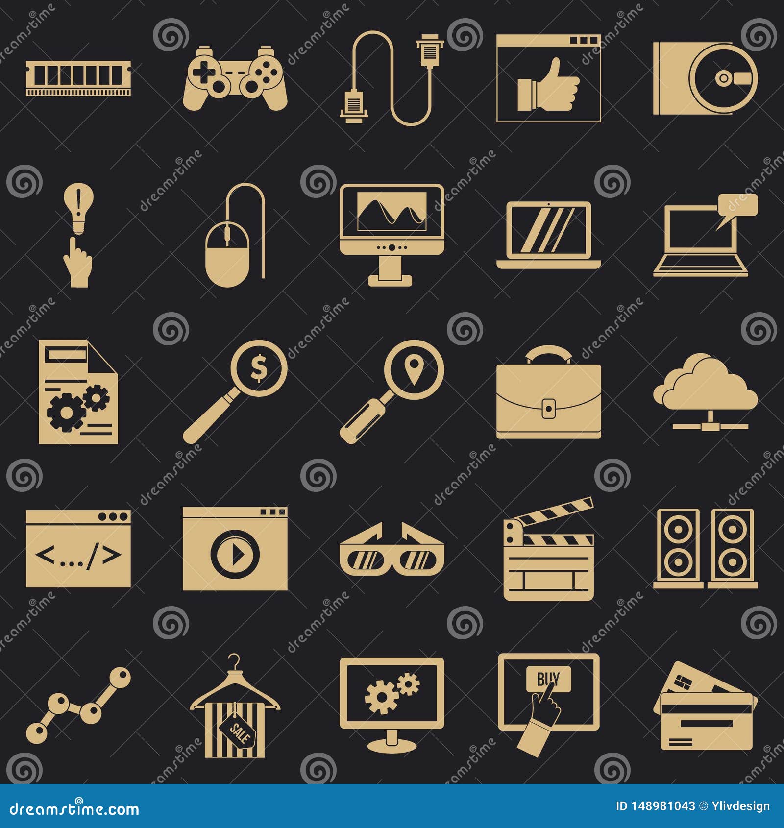 Mobile Tech Icons Set, Simple Style Stock Vector - Illustration of ...
