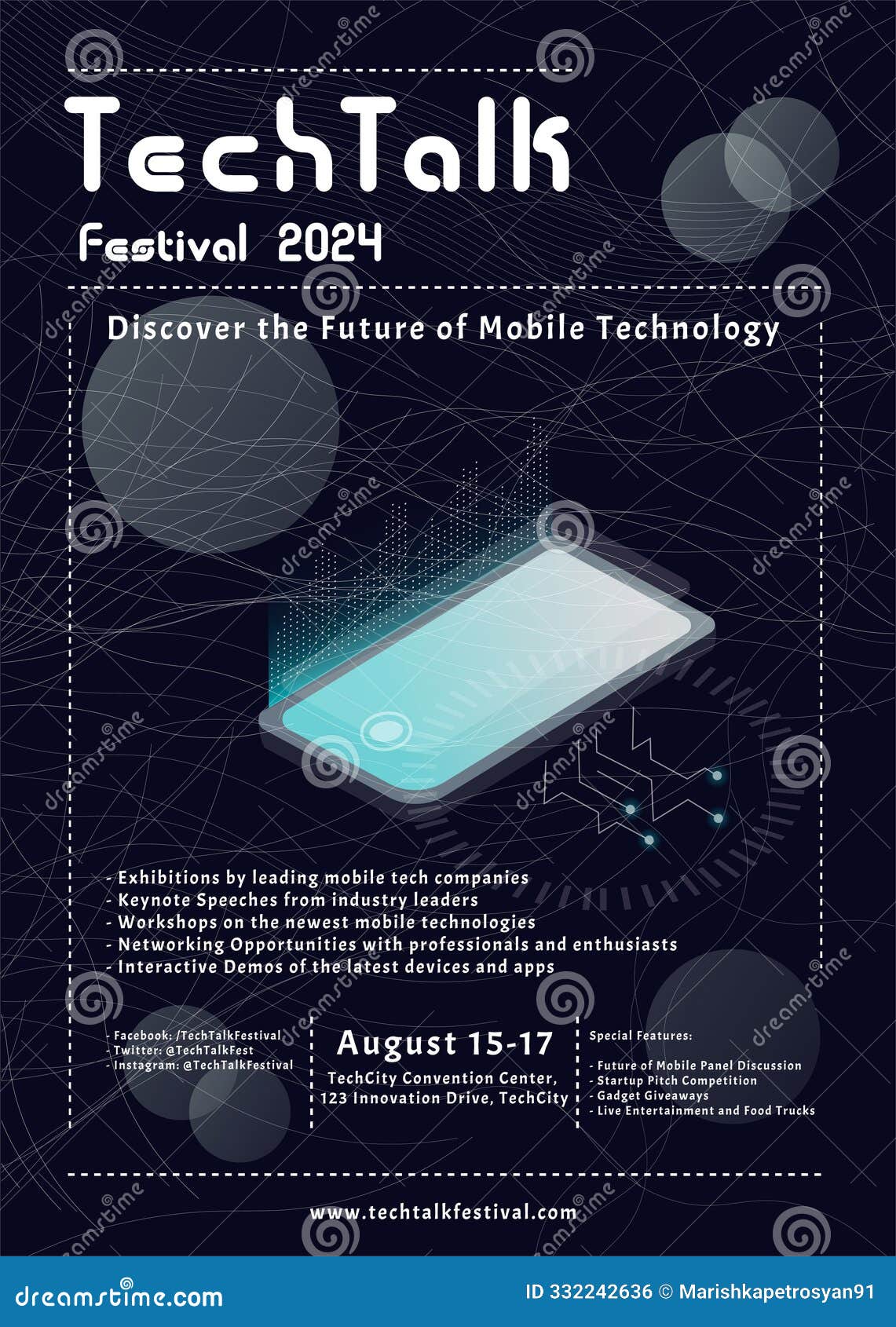 Mobile Technologies Festival Poster Design Stock Vector - Illustration ...