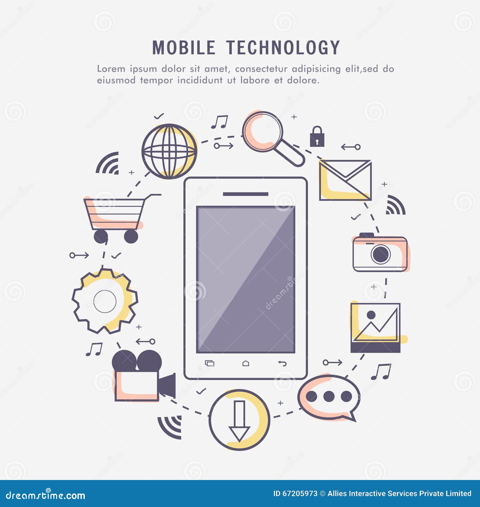Mobile Technology Concept with Smartphone. Stock Illustration ...