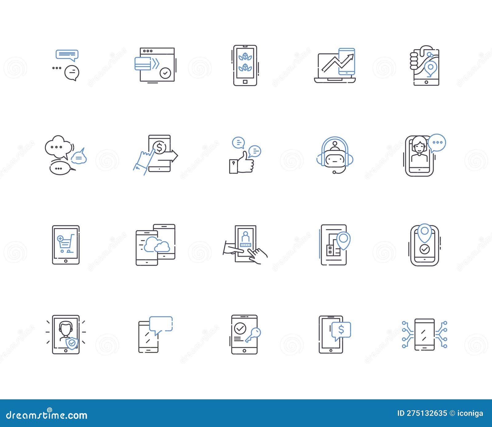 Mobile Technology Outline Icons Collection. Smartphone, Apps, Mobile ...